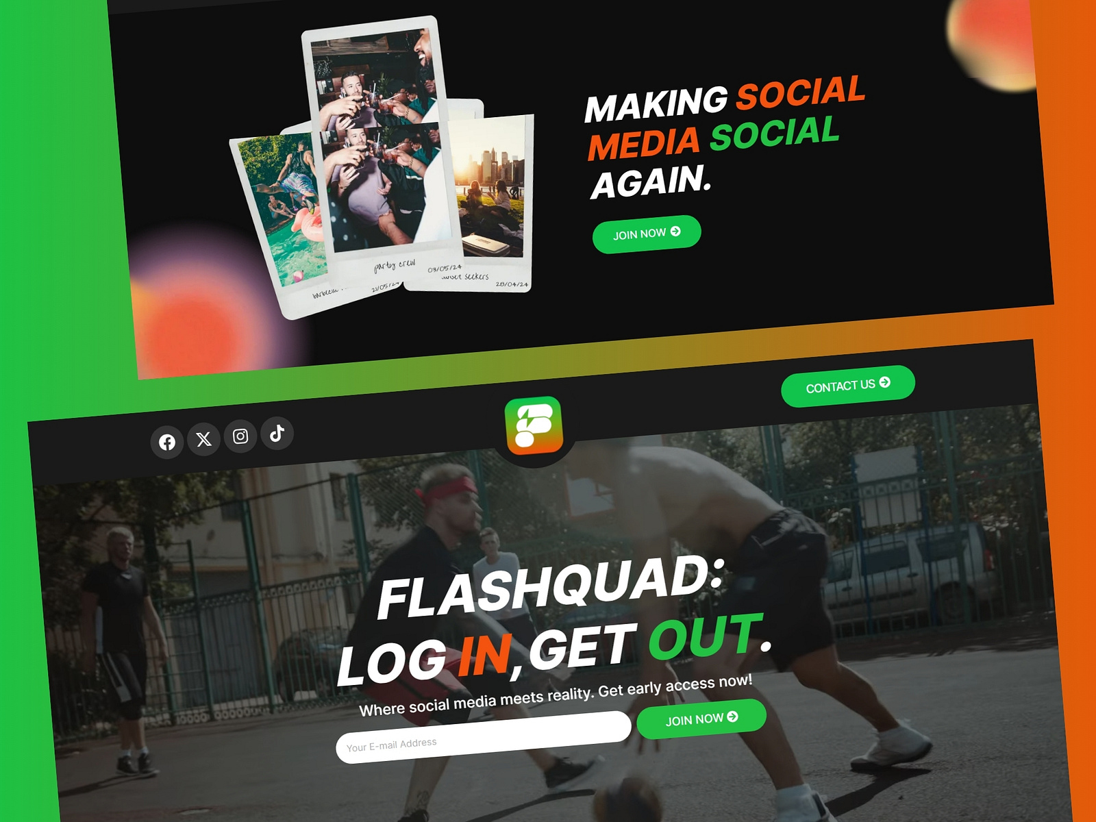 FlashQuad - Social Media Platform landing Page by Growlence on Dribbble