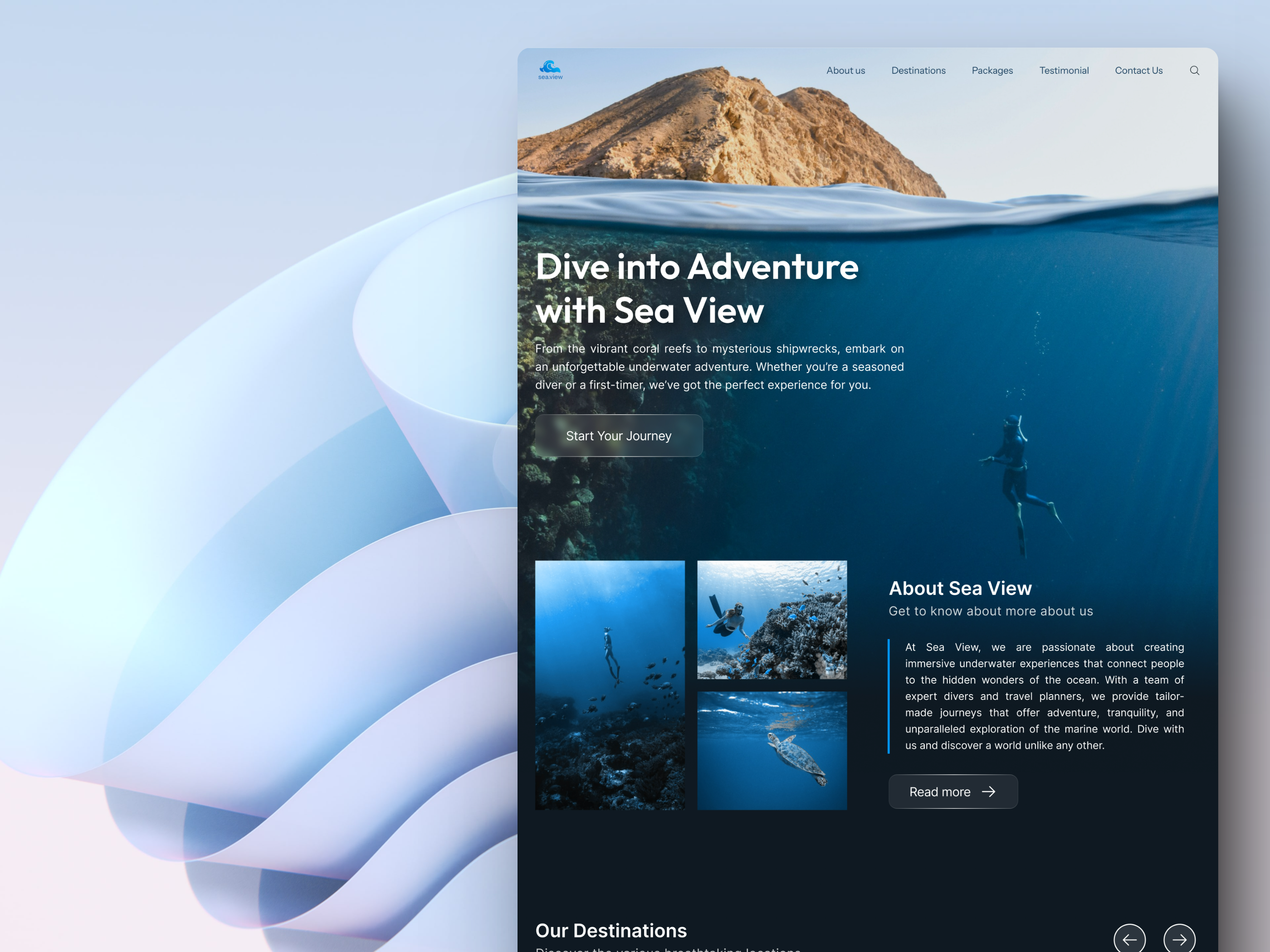 Underwater Tourism Website Landing Page | UI Design by Brewdo Design ...