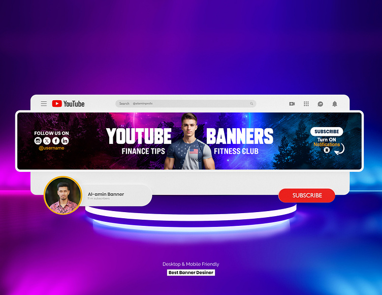 YouTube banner for channel 2025 by AL- AMIN on Dribbble