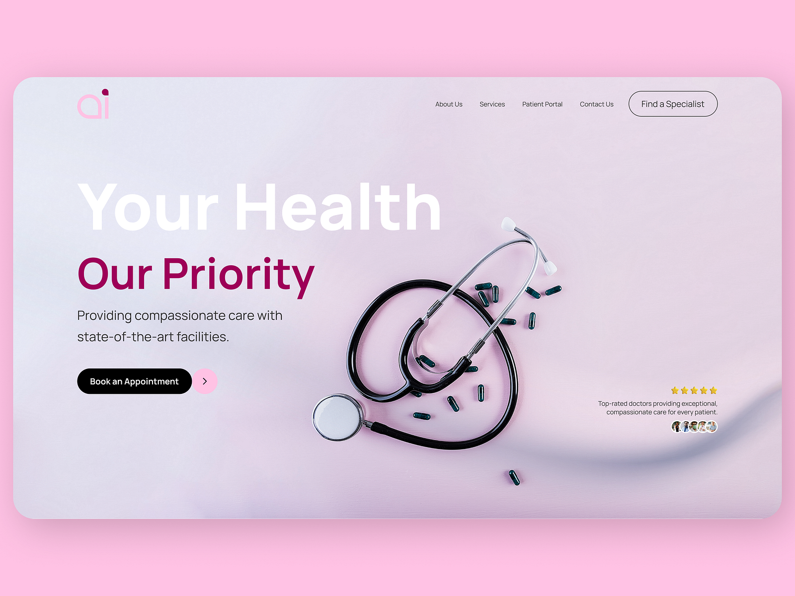 Hero Section UI Design for Health Care by Ayobami Israel on Dribbble