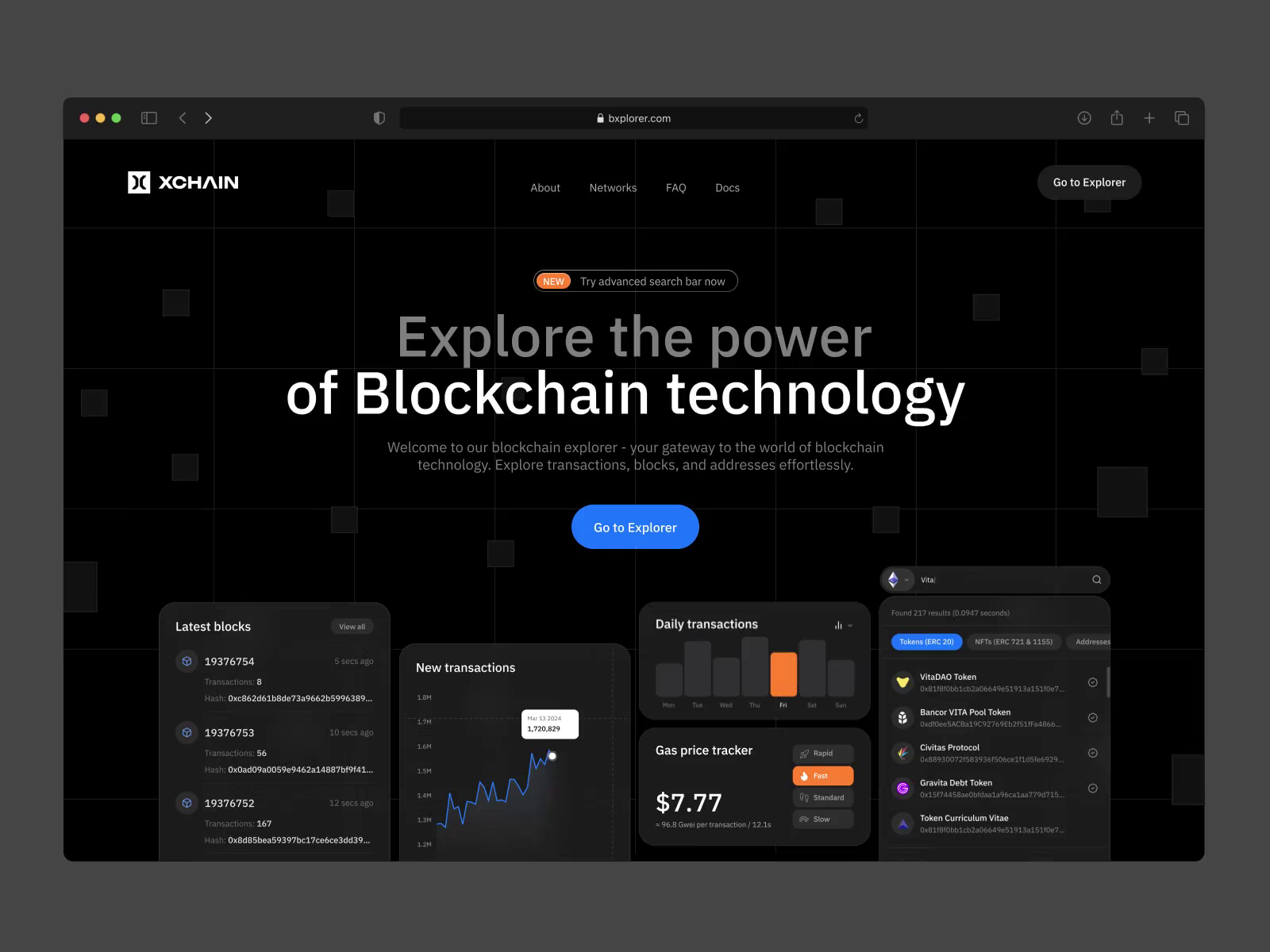 XCHAIN – Blockchain Explorer Landing Page by Outcrowd on Dribbble