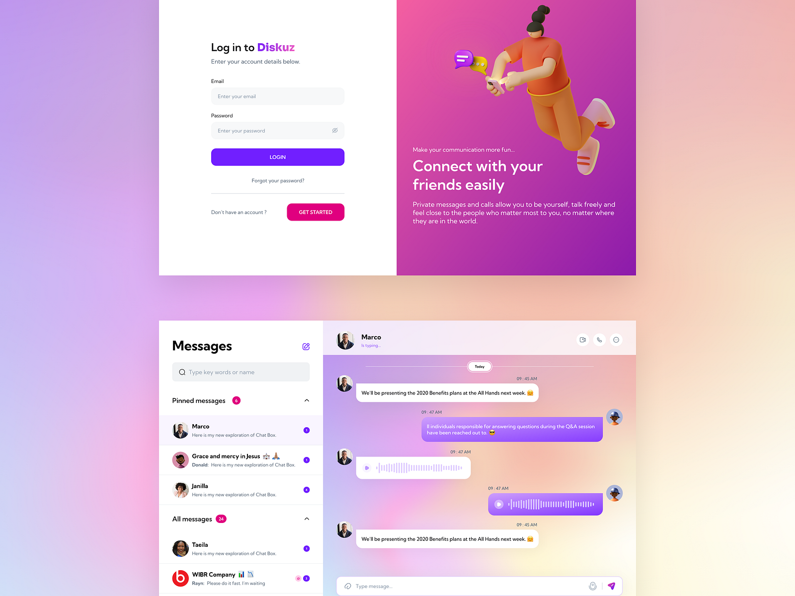 Diskuz - desktop chat app by ngo eock erica on Dribbble