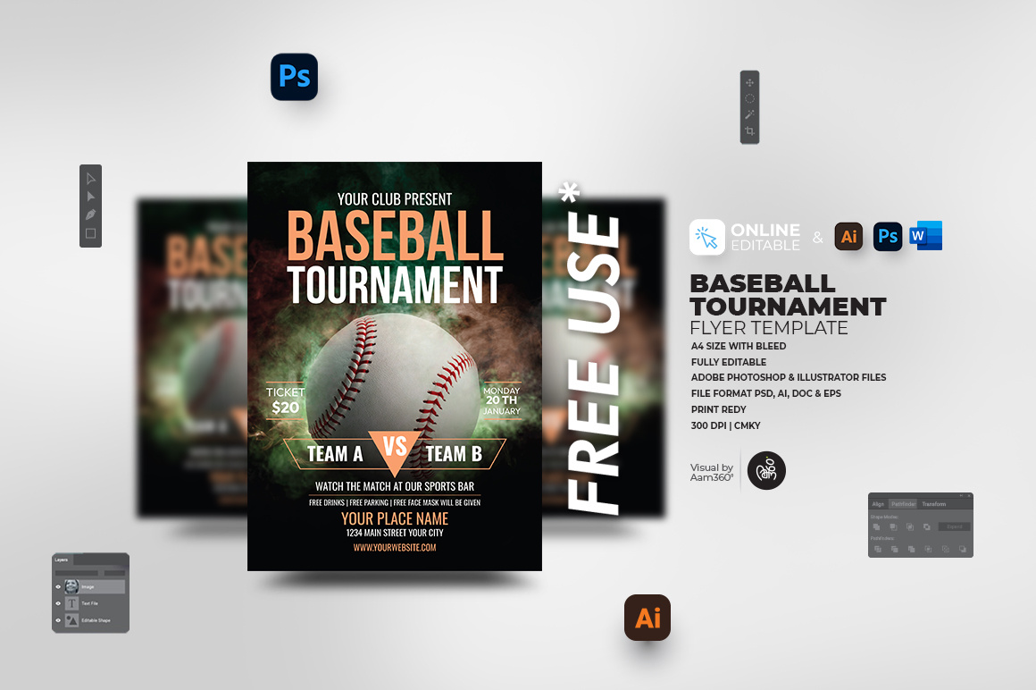 Baseball Tournament Flyer Template by Aam360 on Dribbble