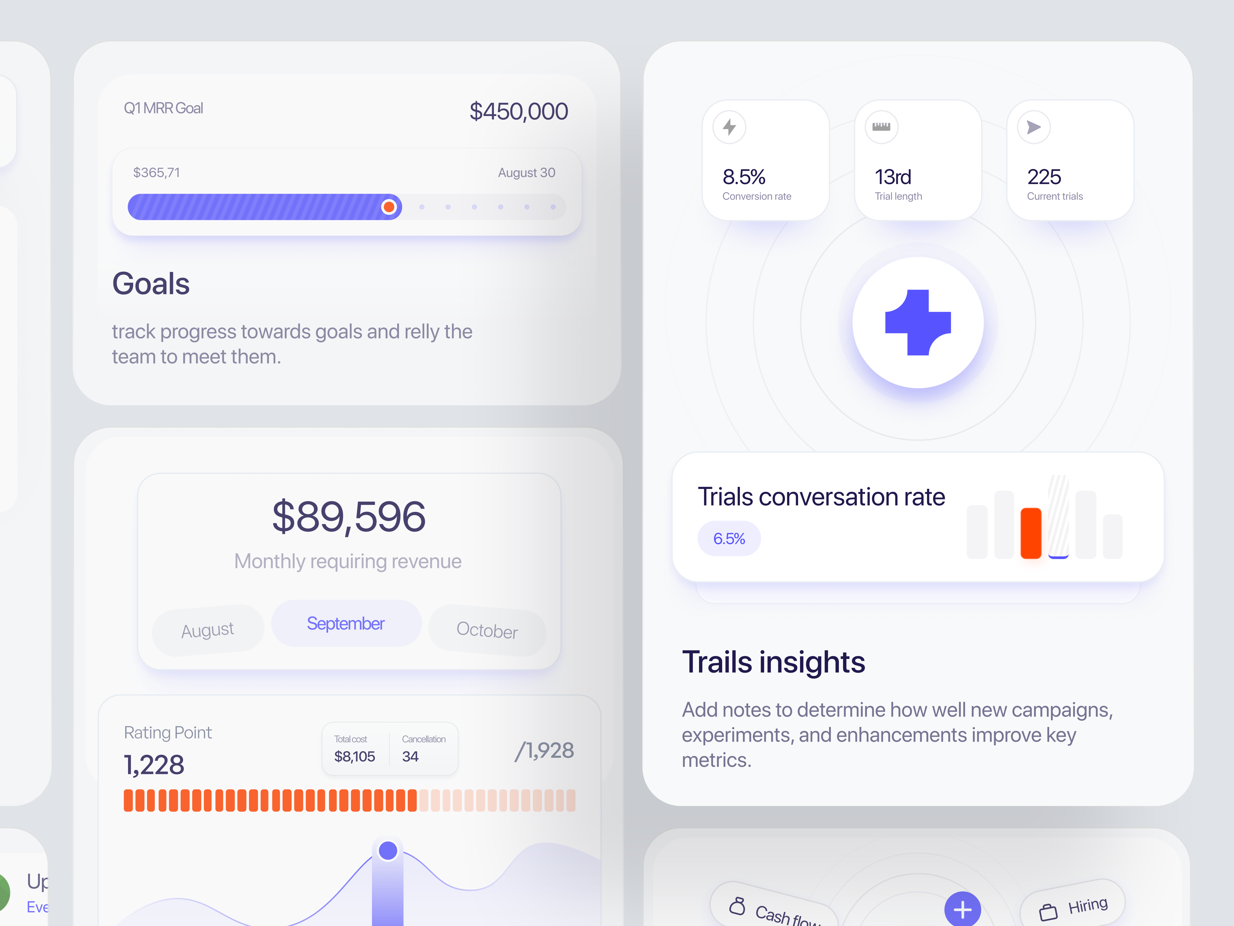 Bento card-UI for subscription analytics software website design by ...
