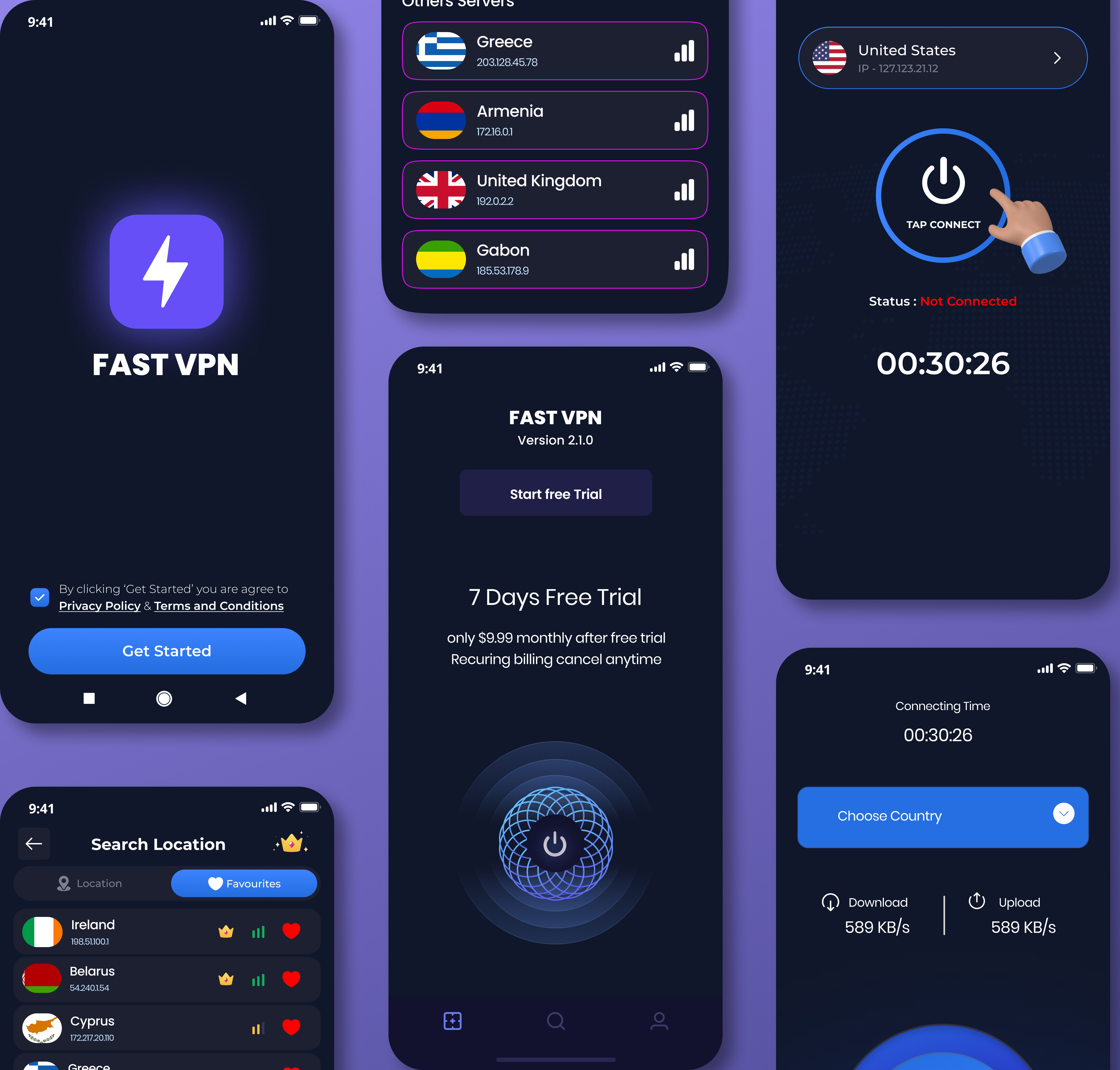 VPN — Mobile App UI Design by Vikas Saini on Dribbble
