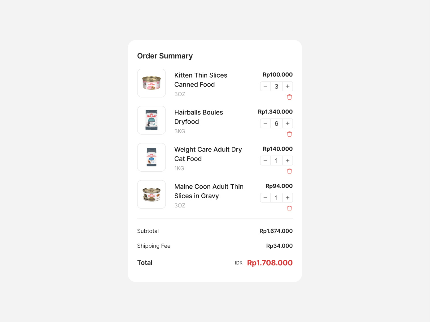 Order Summary UI Components by Dian on Dribbble