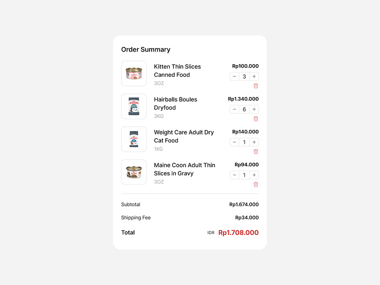 Order Summary UI Components by Dian on Dribbble