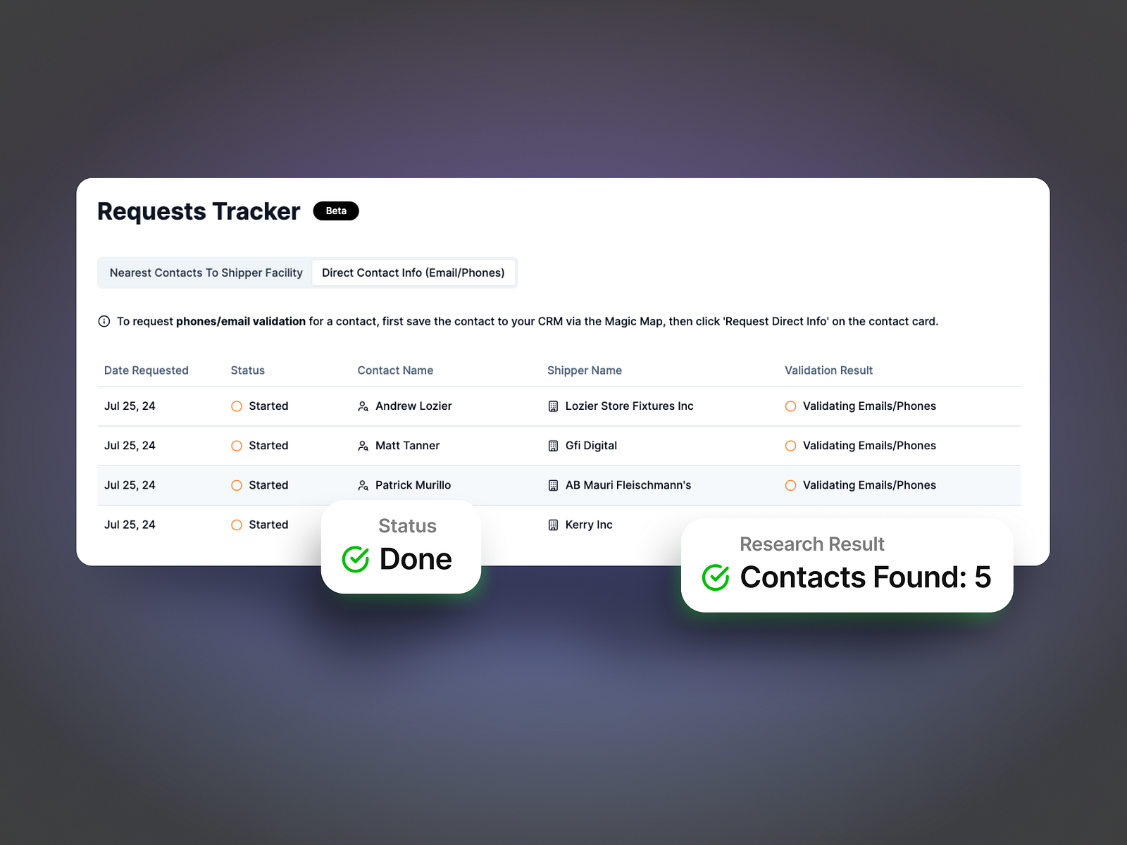 Enrichment Tracker for Shipper CRM by Richie Ricardo Brumfield on Dribbble