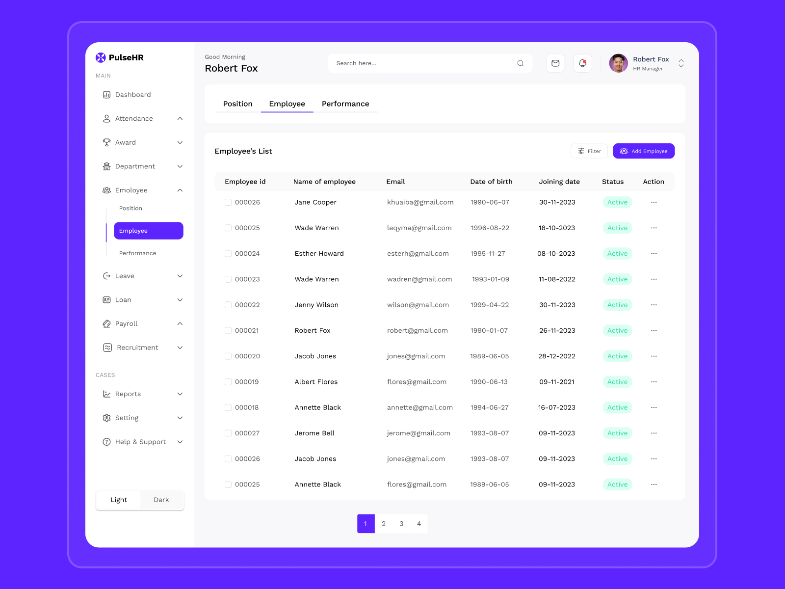 HR - Employee Management Page Dashboard UI UX Design by Abu Hasan Emon ...