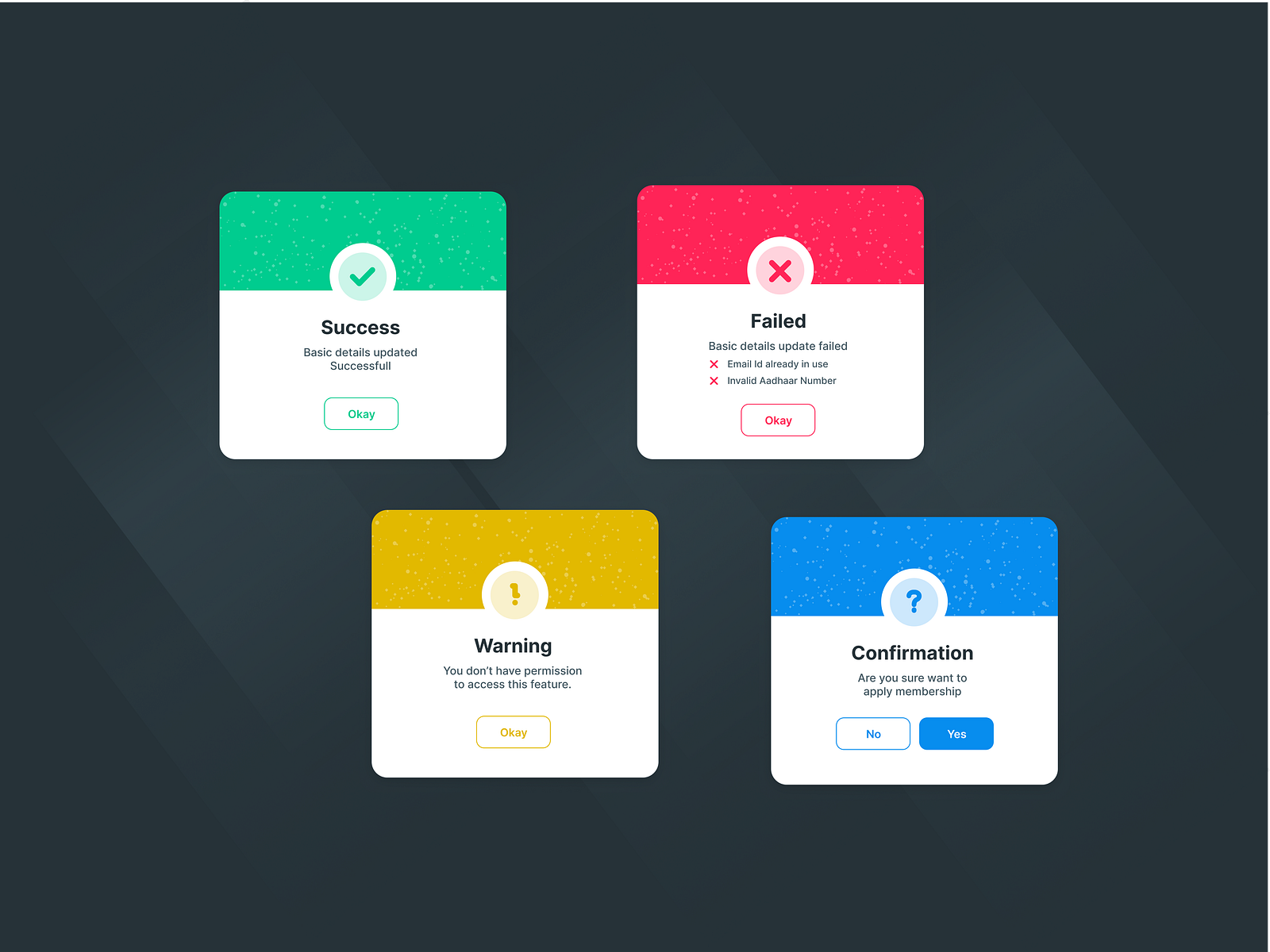 Alert Popups by SREEJU R on Dribbble