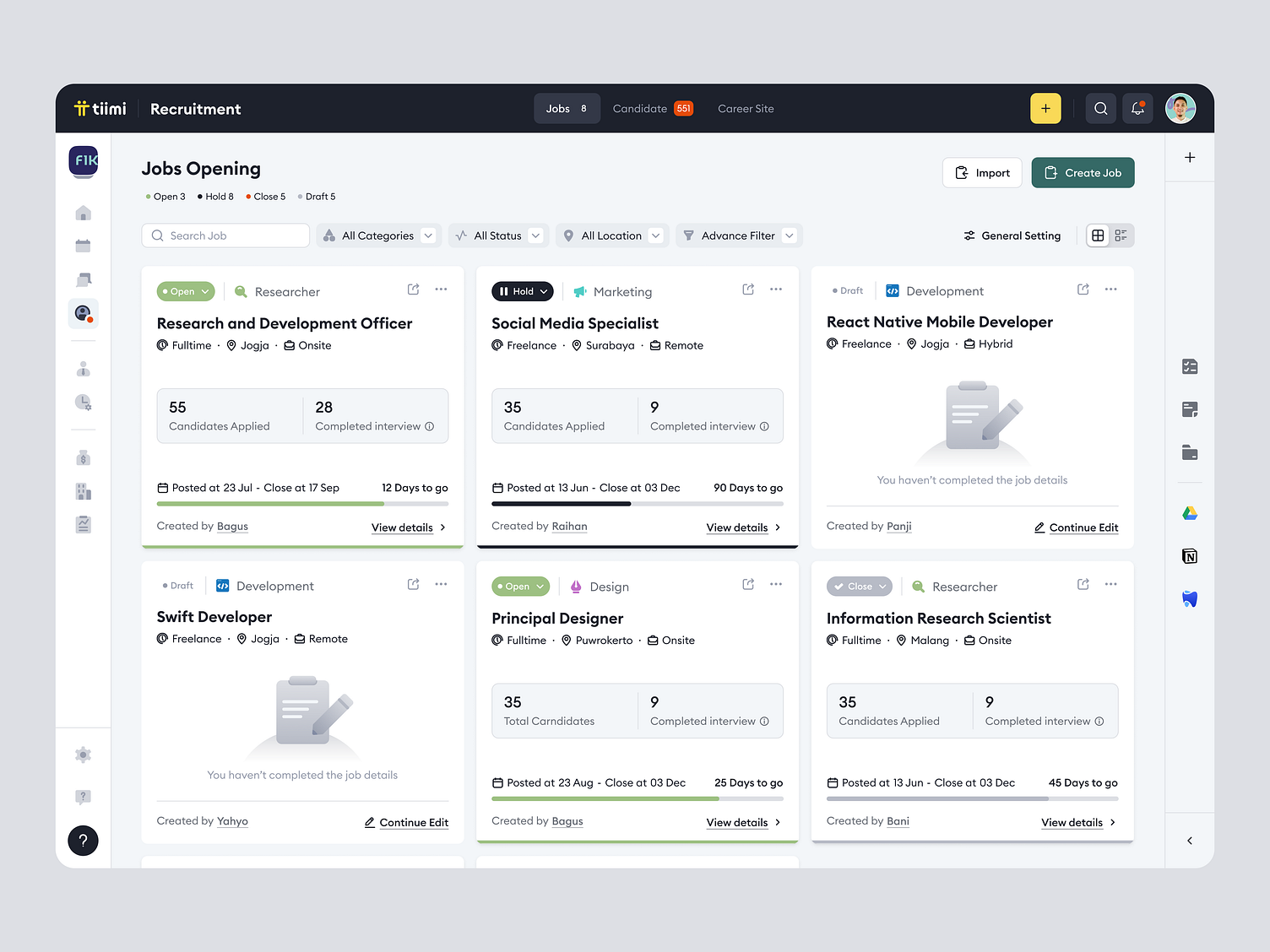 Tiimi - Job Openings Management for SaaS HR by Bagus Fikri for Fikri Studio on Dribbble