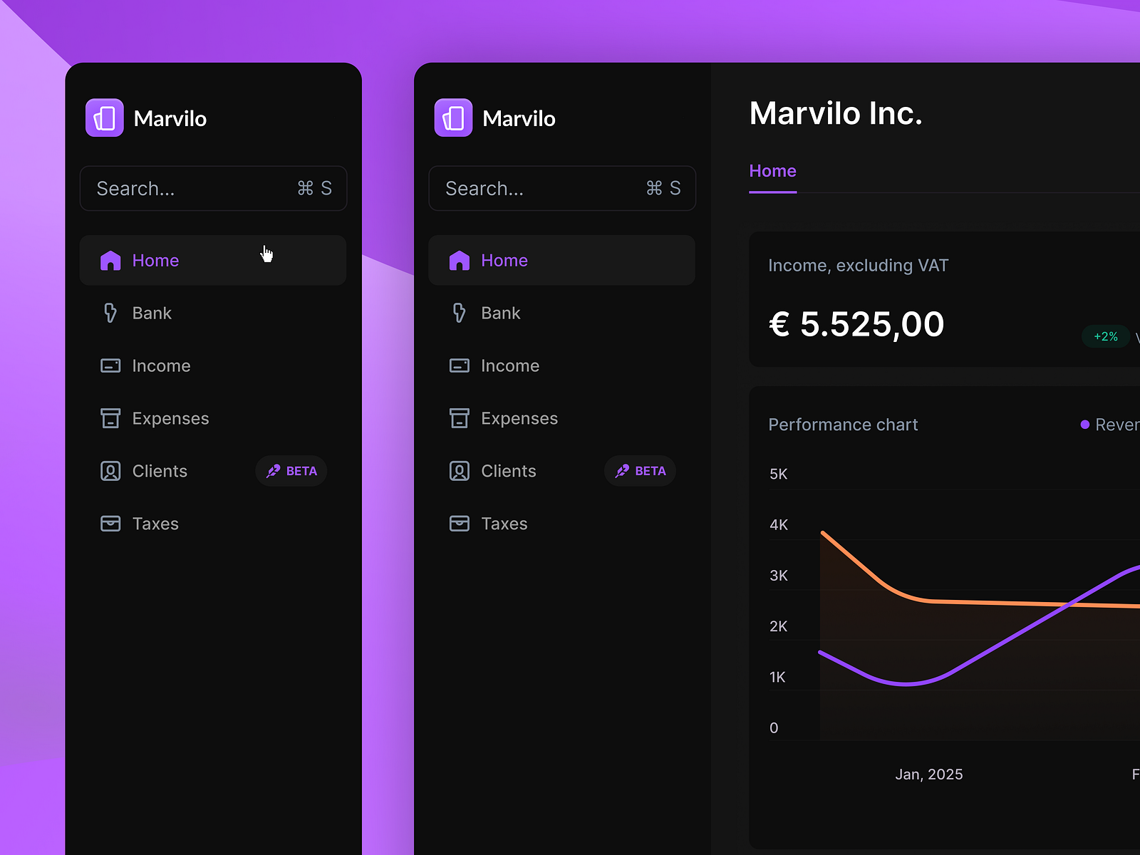 Fintech side navigation - dark mode by Marvilo on Dribbble