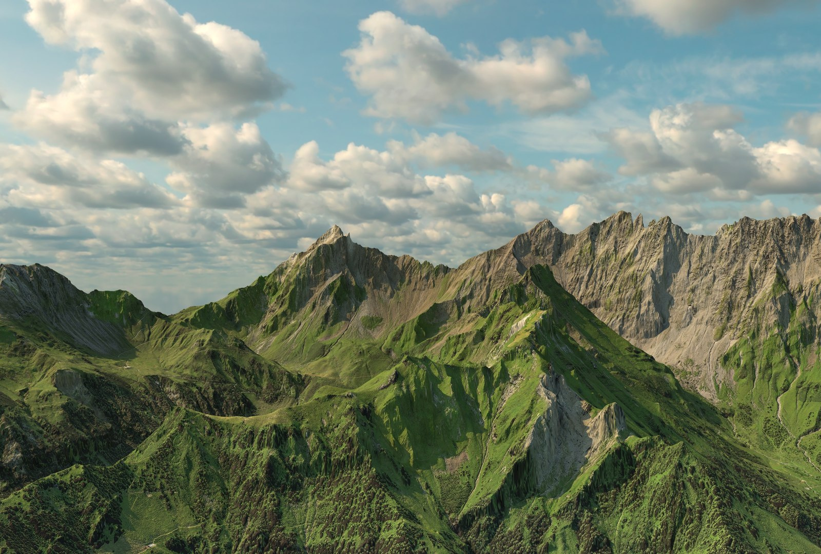 3D terrain of Swiss-Lichtenstein mountains by Alexander J. on Dribbble