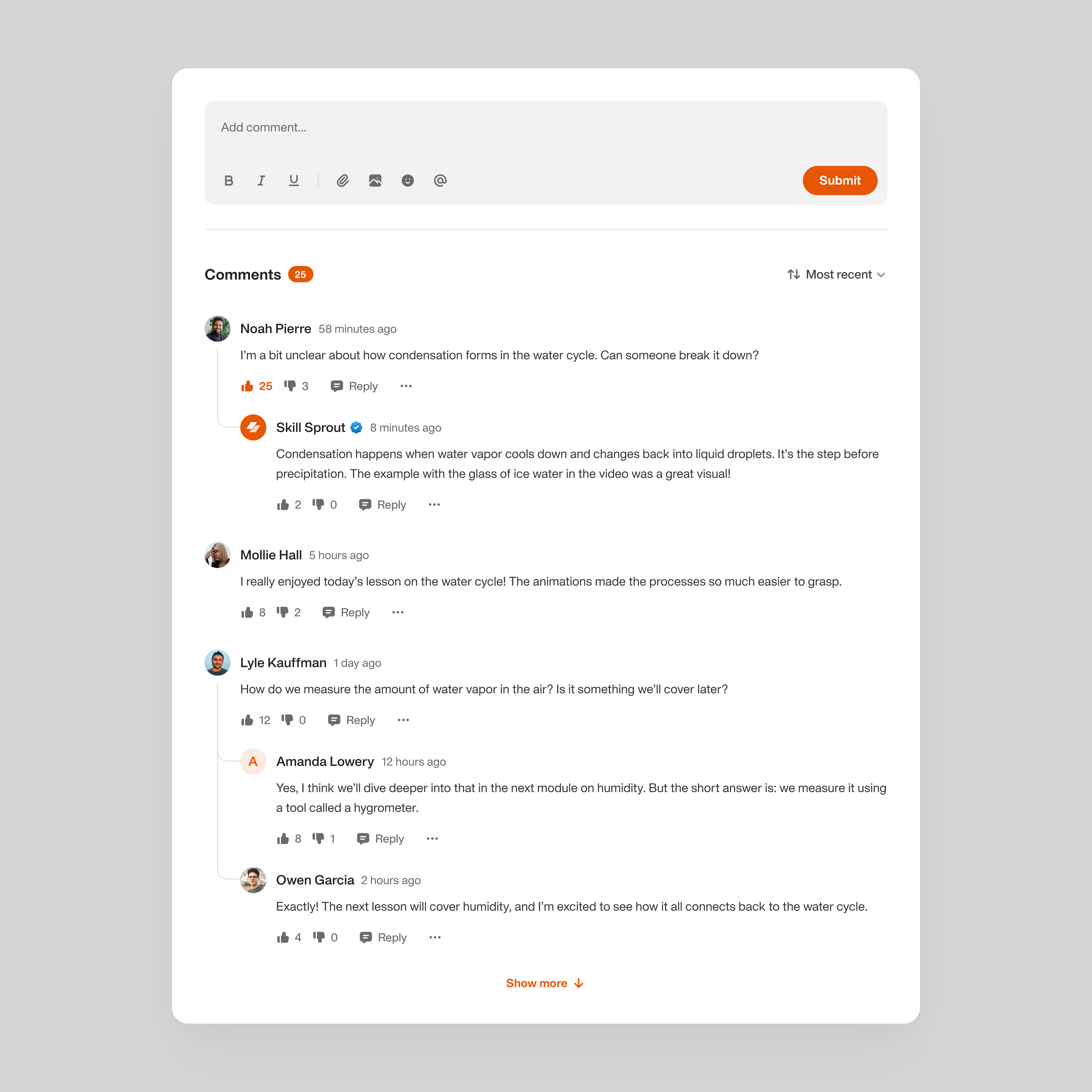 Comments Section by Noyal George for Stead on Dribbble