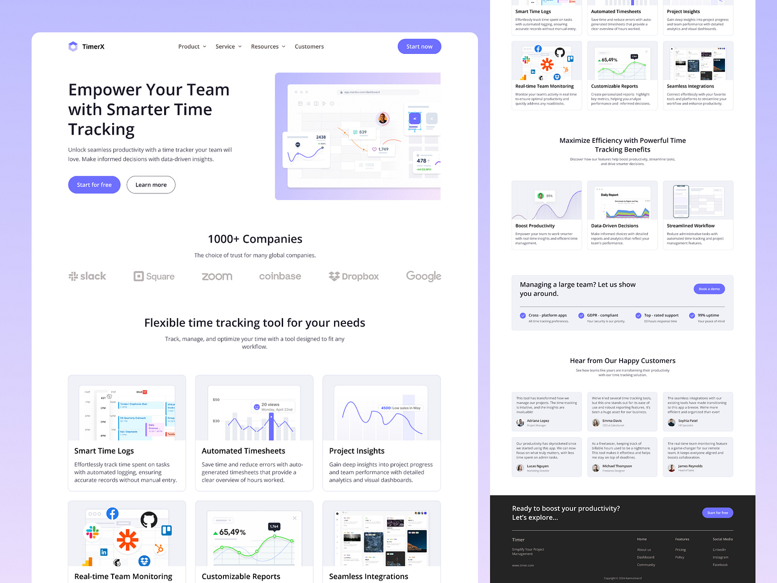 Smart Time Tracking SaaS Landing Page Design by Kamrul Maruf on Dribbble