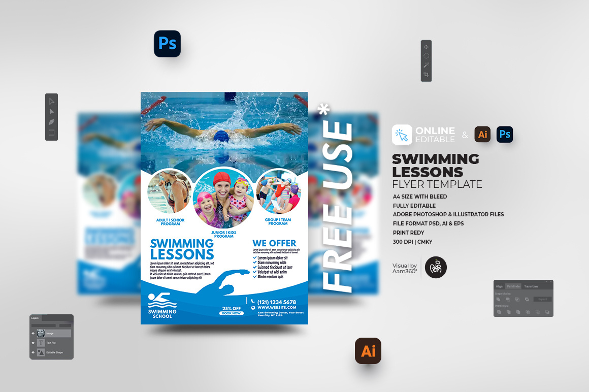 Swimming Lessons Flyer by Aam360 on Dribbble