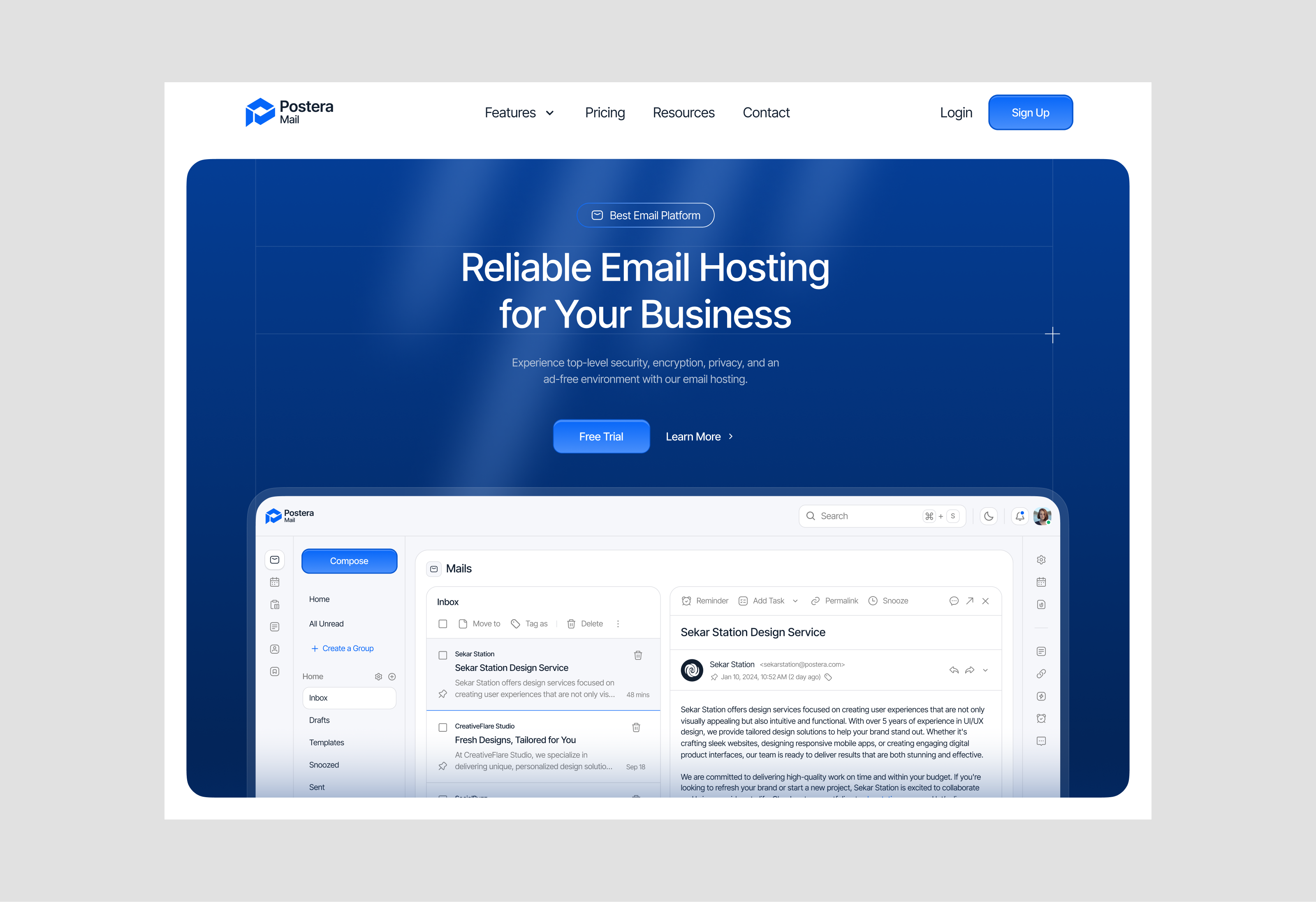 Postera - Email Hosting for Your Business by Sekar Station on Dribbble