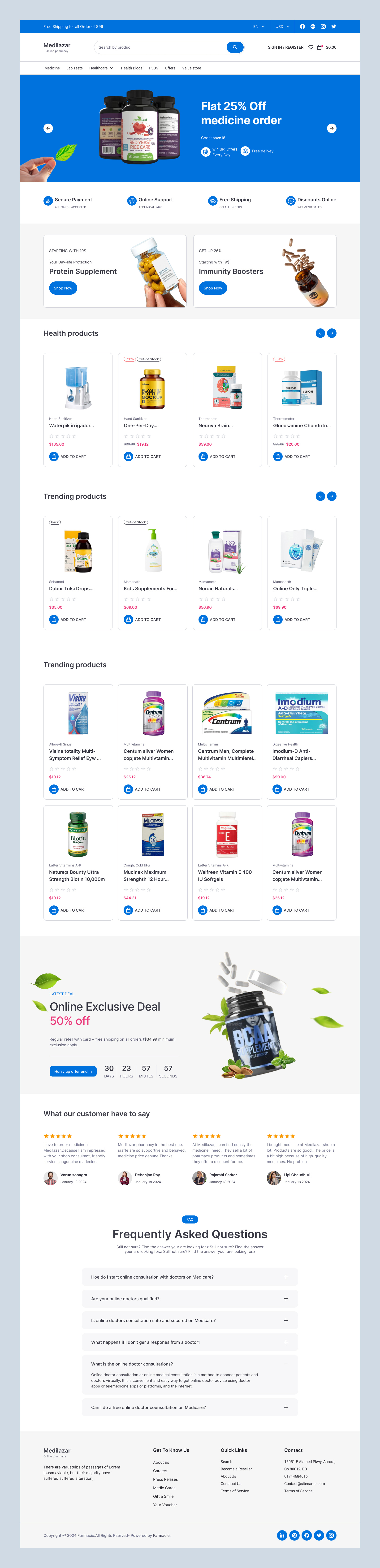Pharmacy website design by Naiem Islam on Dribbble