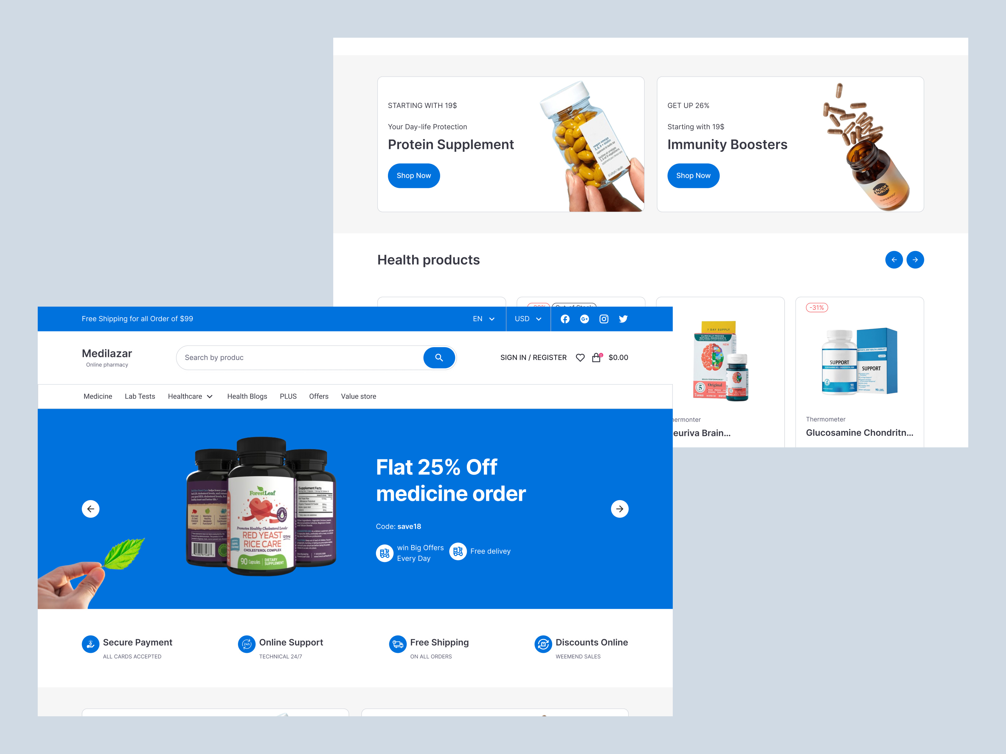 Pharmacy website design by Naiem Islam on Dribbble