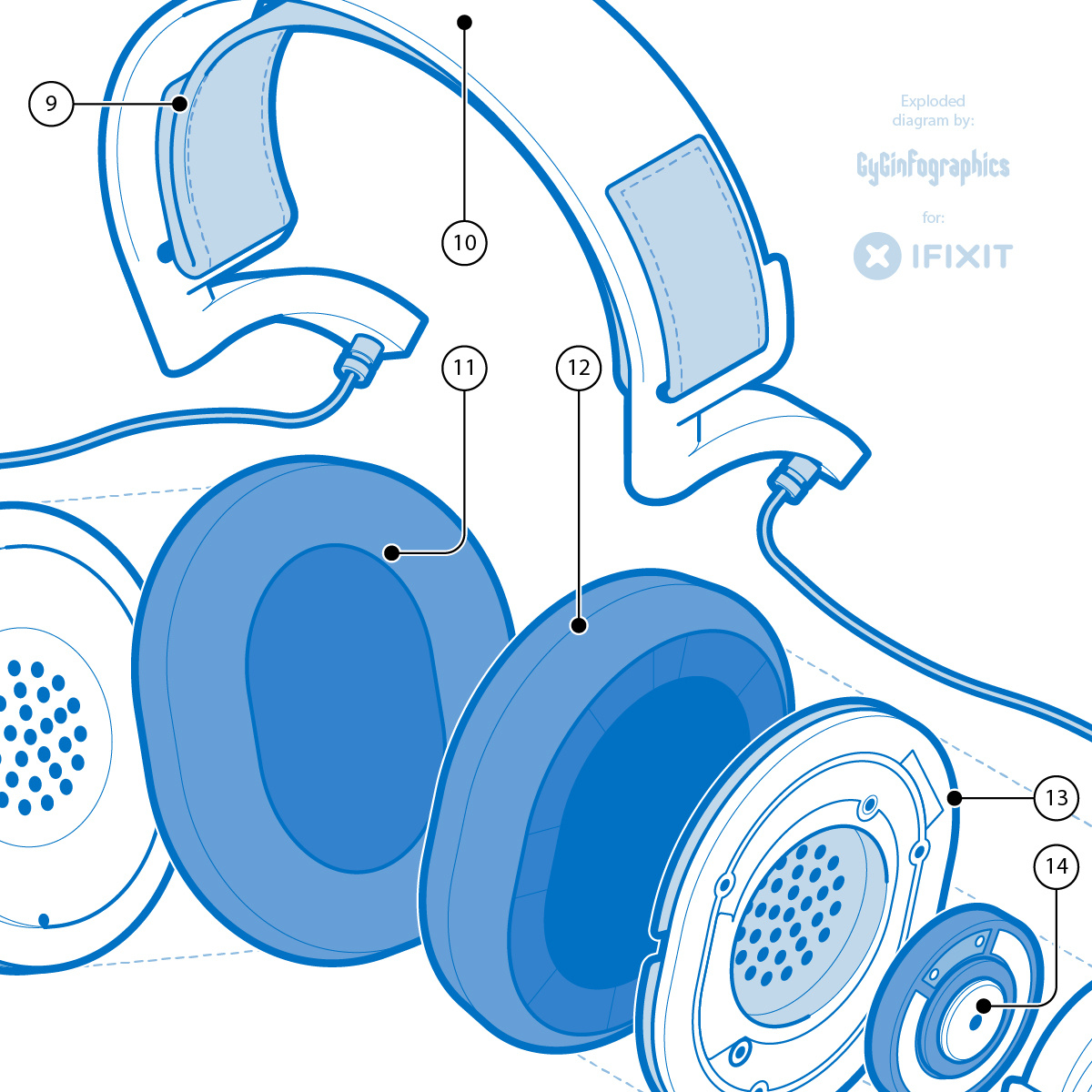 Exploded Headphones by GyGinfographics on Dribbble