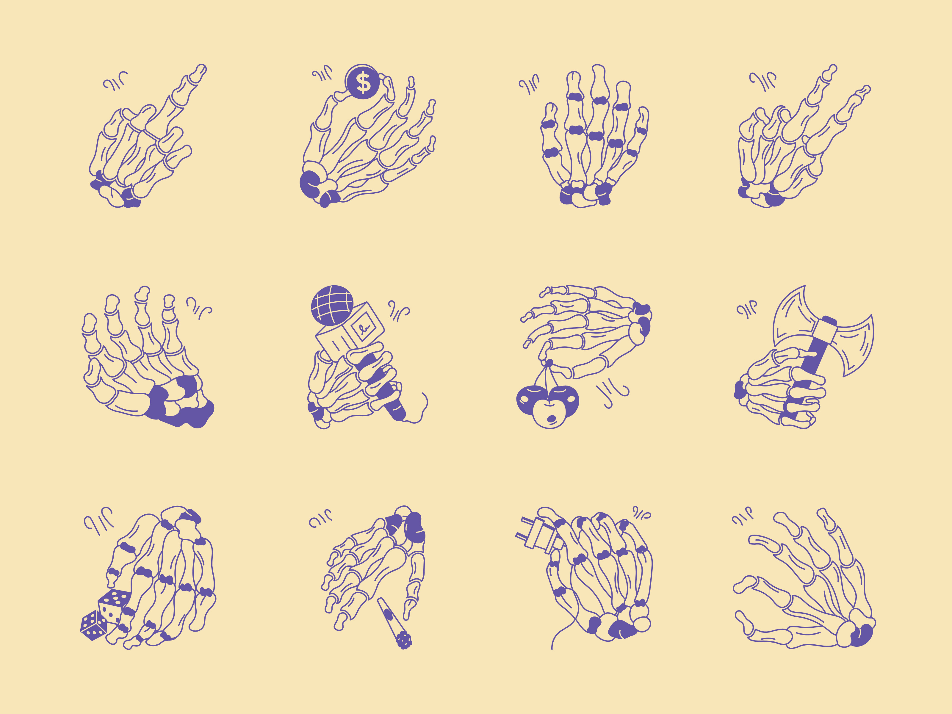 Skeleton Hand Doodles by Prosymbols on Dribbble