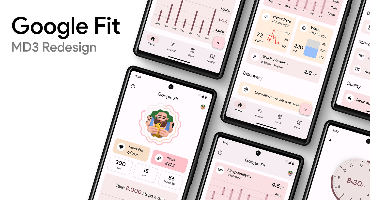 Google Fit MD3 Redesign by magentadog on Dribbble