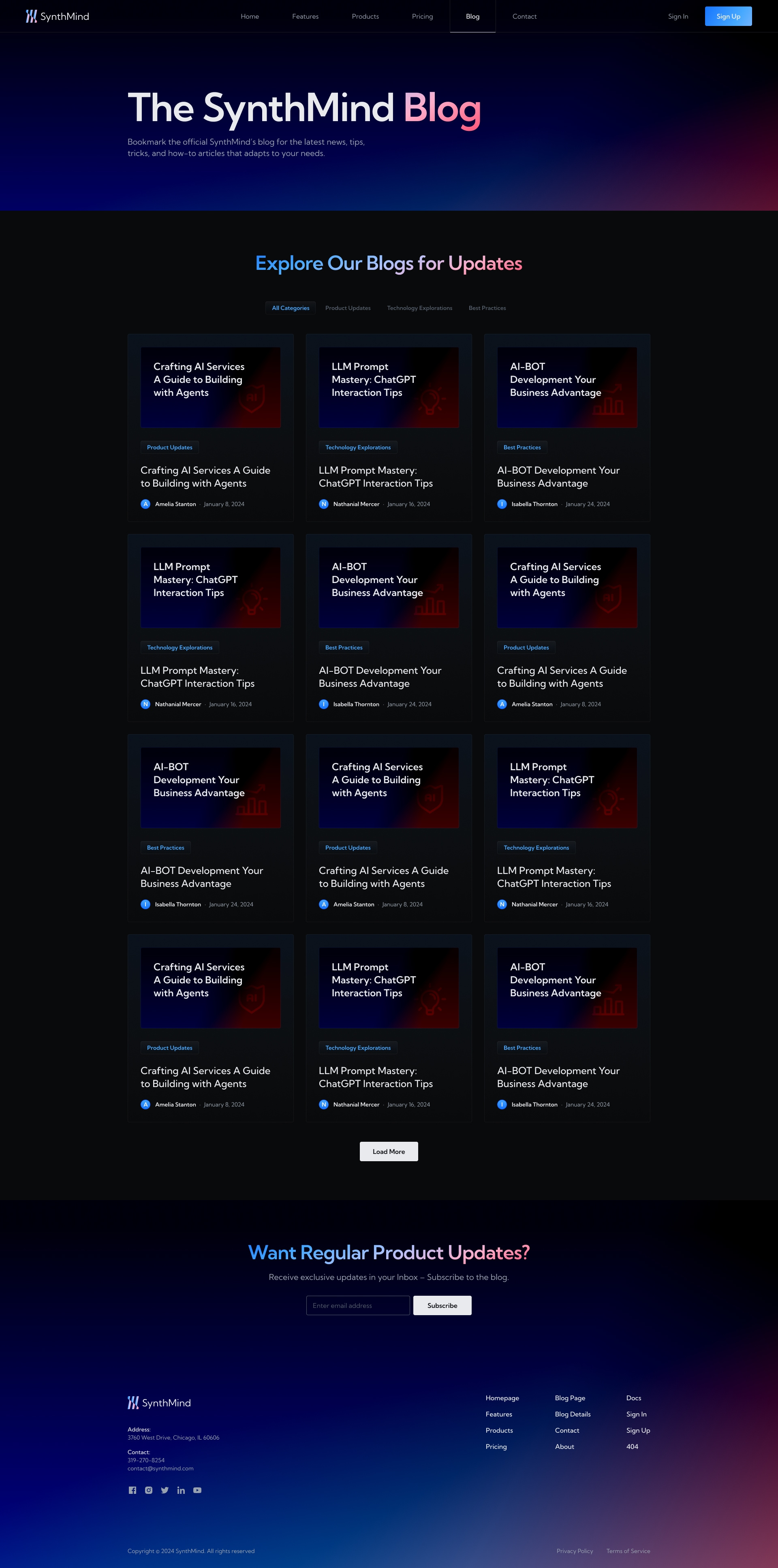SynthMind - AI Web3 Bot Business & Technology Startup Blog Page by DiverseKit on Dribbble