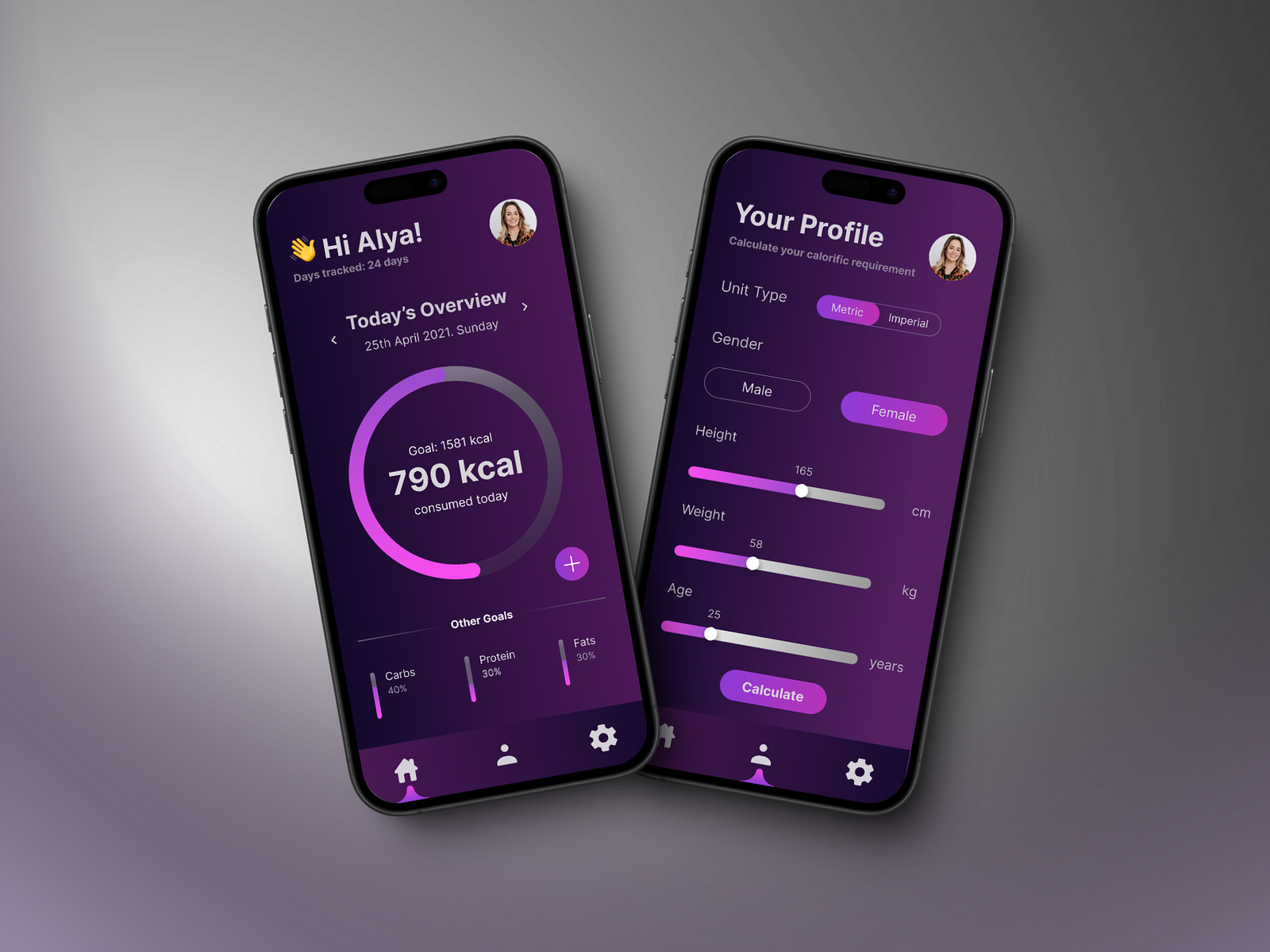Calorie Tracking App UI Design by sharifniairad on Dribbble