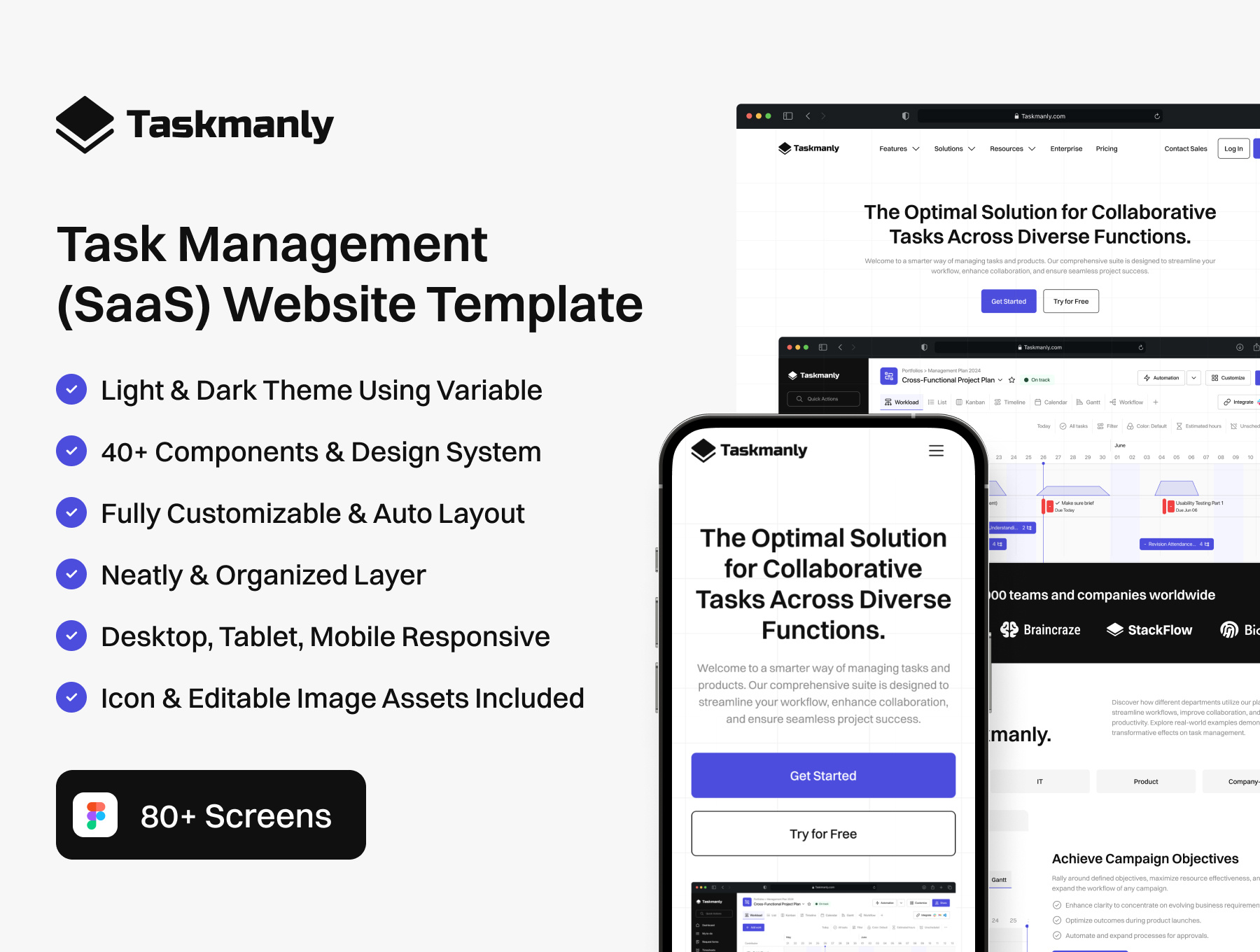 Taskmanly UI Kit - Task Management Landing Page V2 by Robbi Darwis for ...