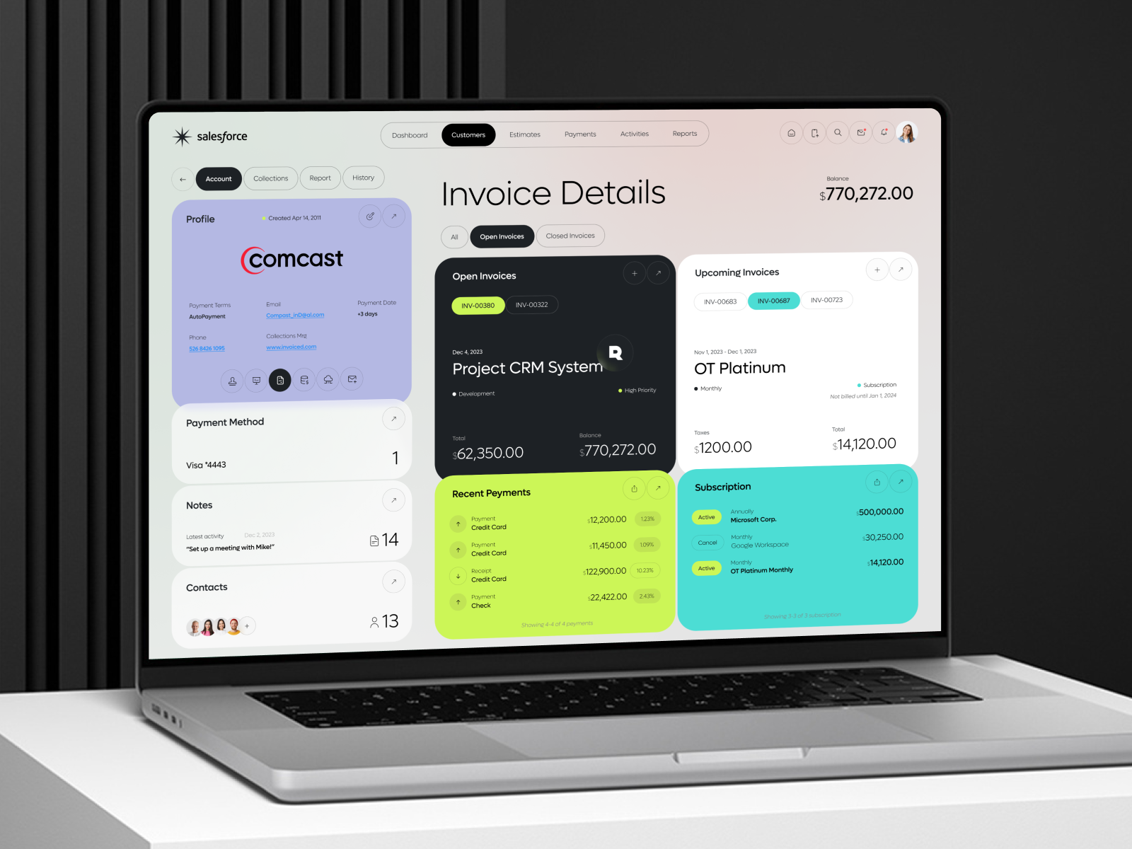 Salesforce CRM Invoice Dashboard by Jack L. for RonDesignLab ⭐️ on Dribbble