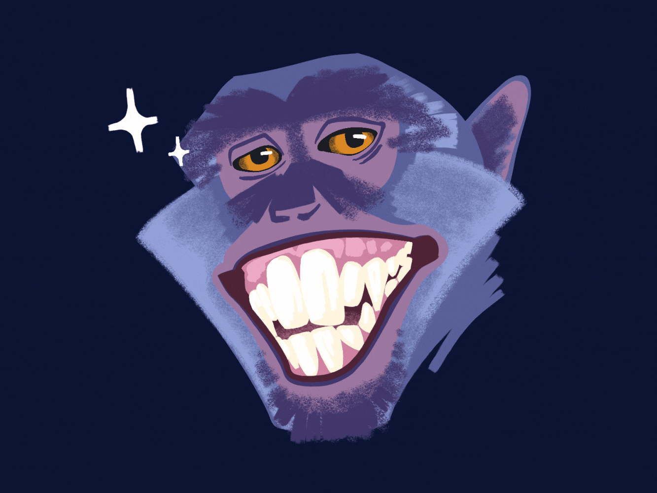 Smug monkey with a wide smile by Vika Verder on Dribbble