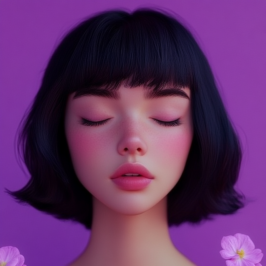 Elegant Portrait of a Woman with Black Hair by Anna on Dribbble
