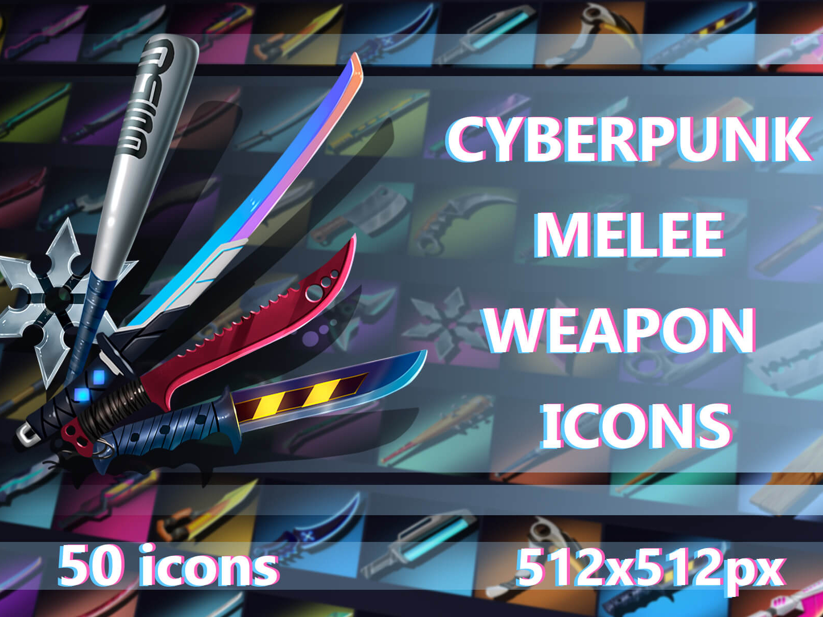 Cyberpunk Melee Weapon Game Icons by 2D Game Assets on Dribbble