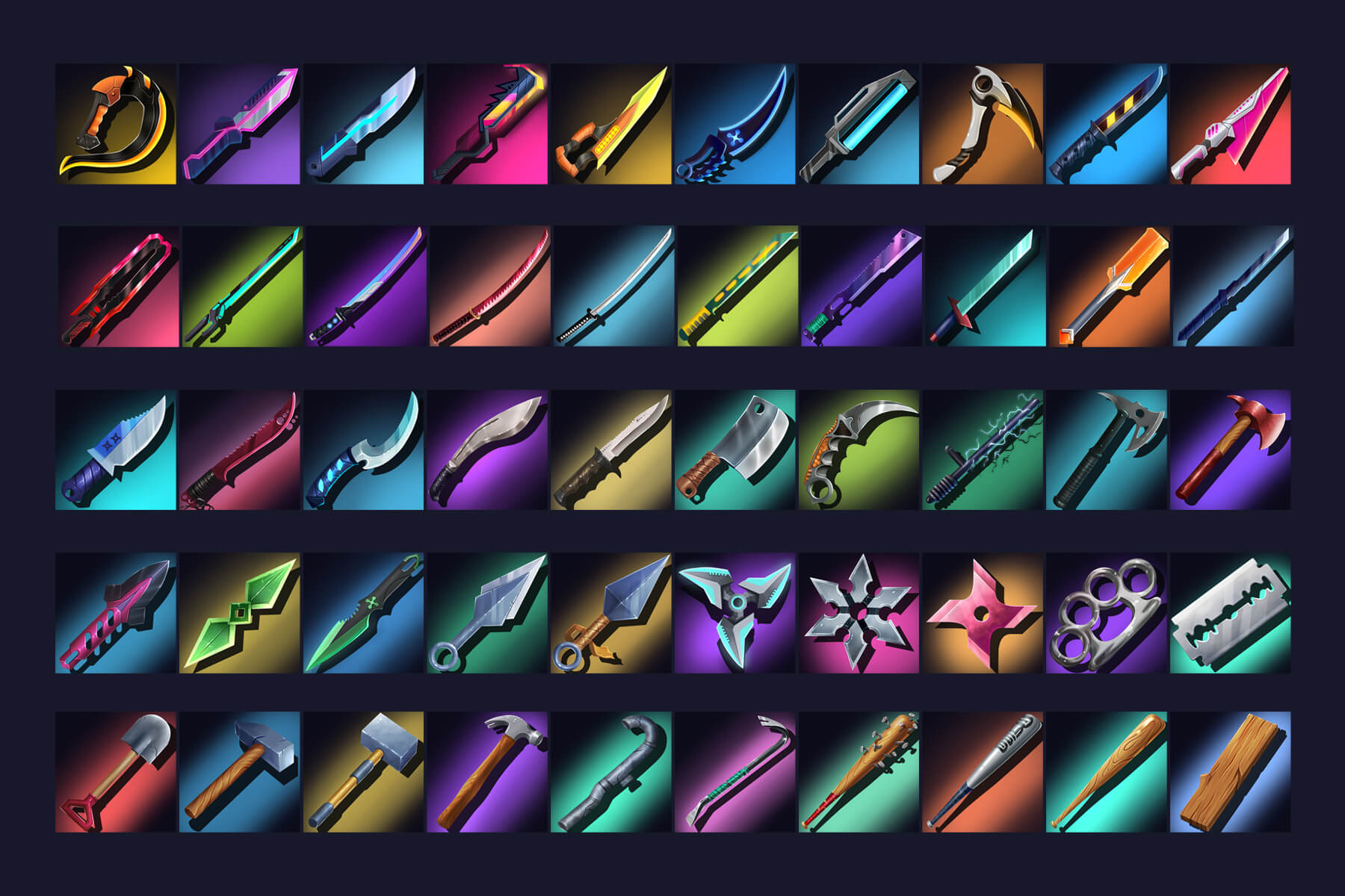 Cyberpunk Melee Weapon Game Icons by 2D Game Assets on Dribbble