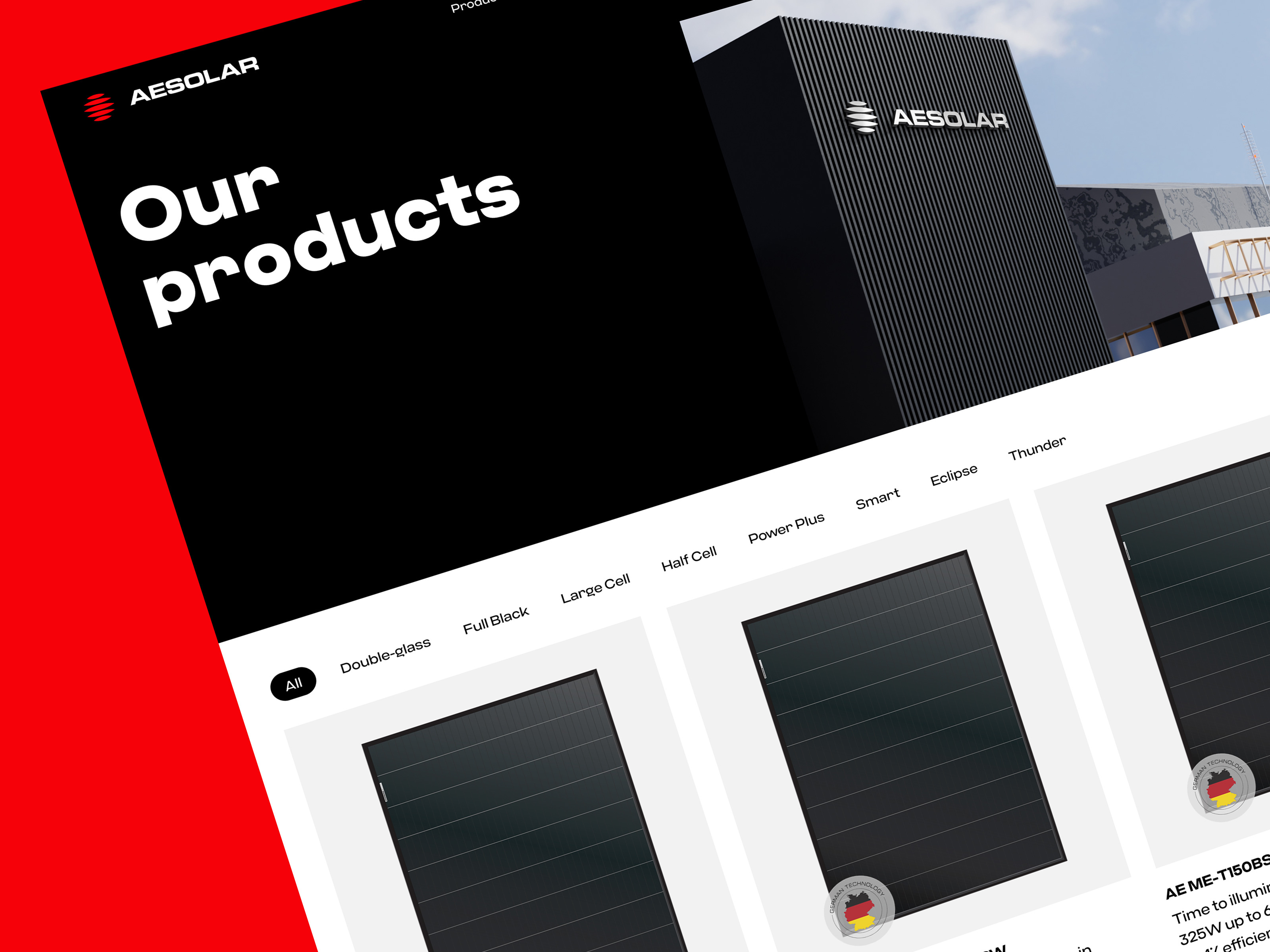 Homepage for AE Solar German Manufacturer Of Solar Panels by Basov: UX ...