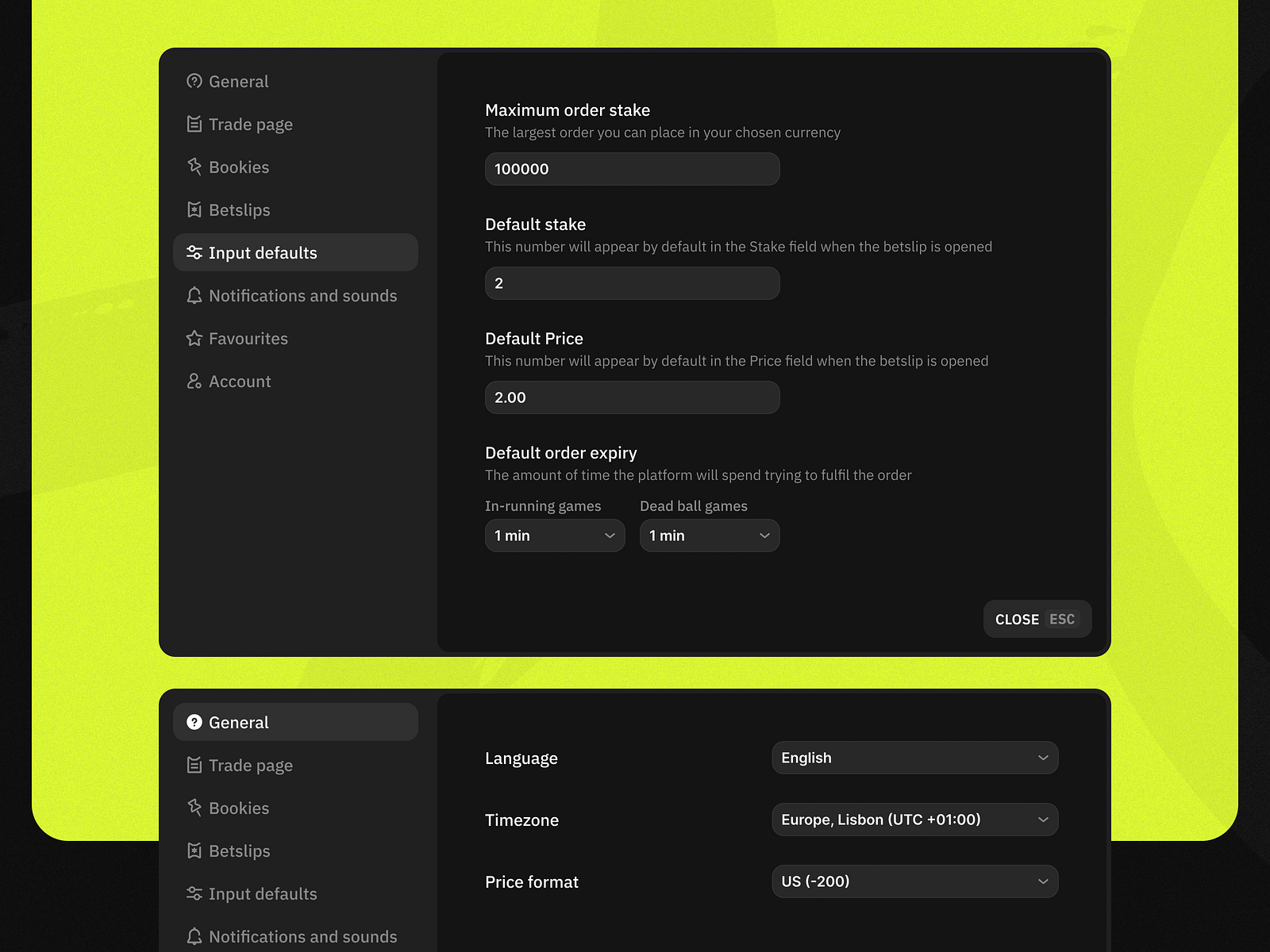 Mollybet: Desktop settings by Flatstudio on Dribbble