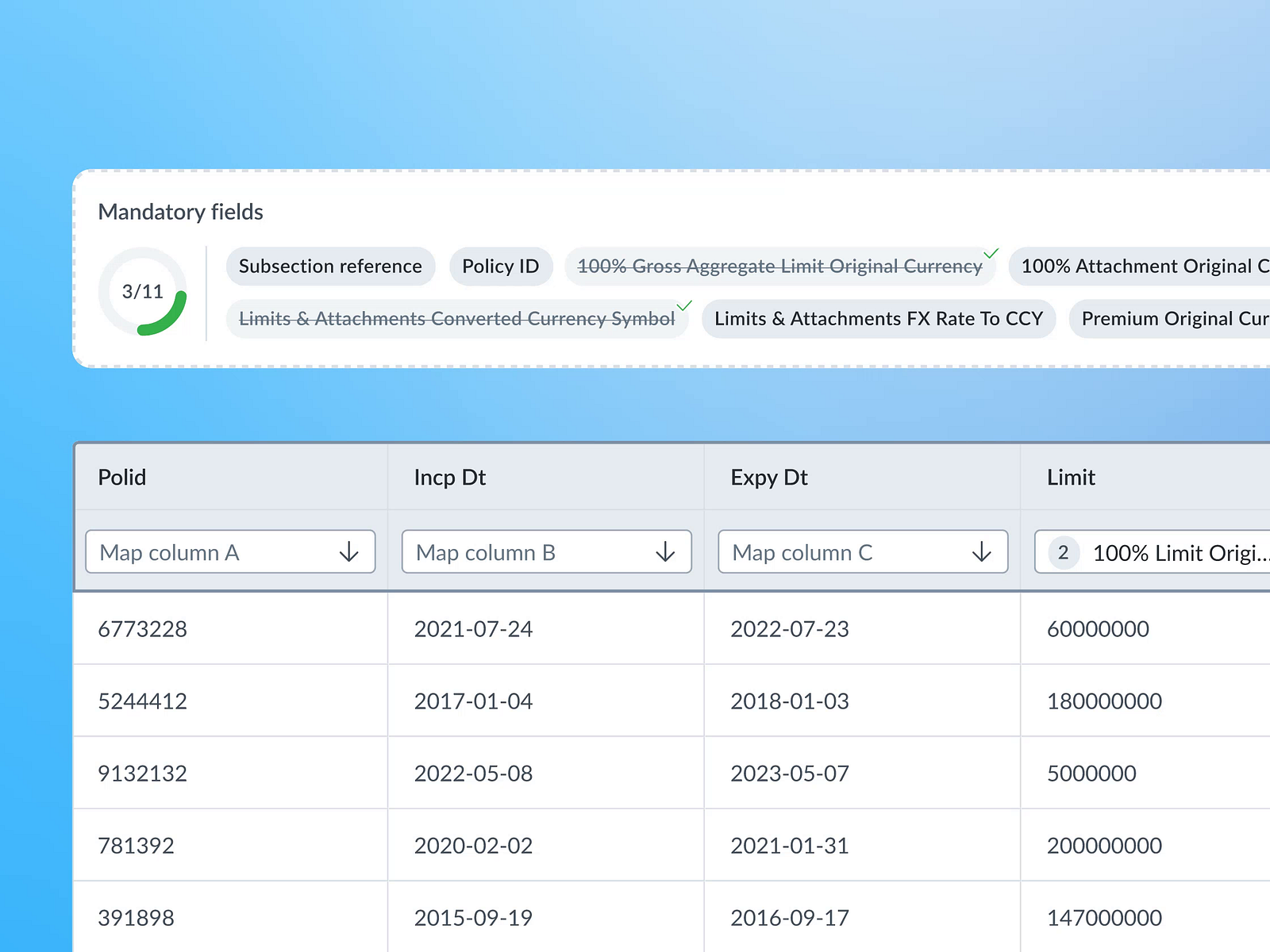 Data import & mapping for InsurTech B2B SaaS by Fedir S. on Dribbble