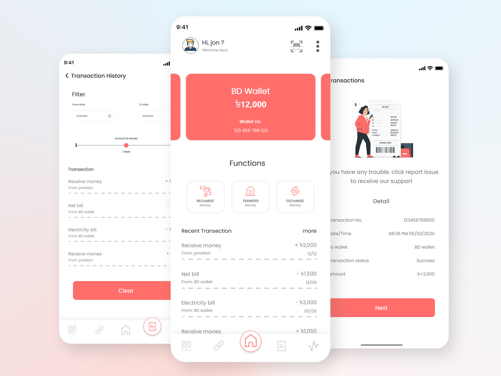 E-Wallet Mobile application Home Page by Rayhan Nasir on Dribbble