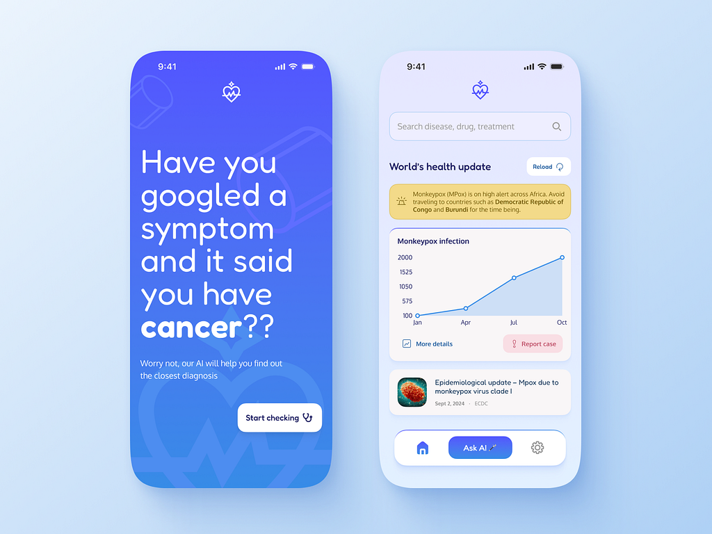 AI health symptom checker & diagnosis mobile app by AL SARDINI on Dribbble