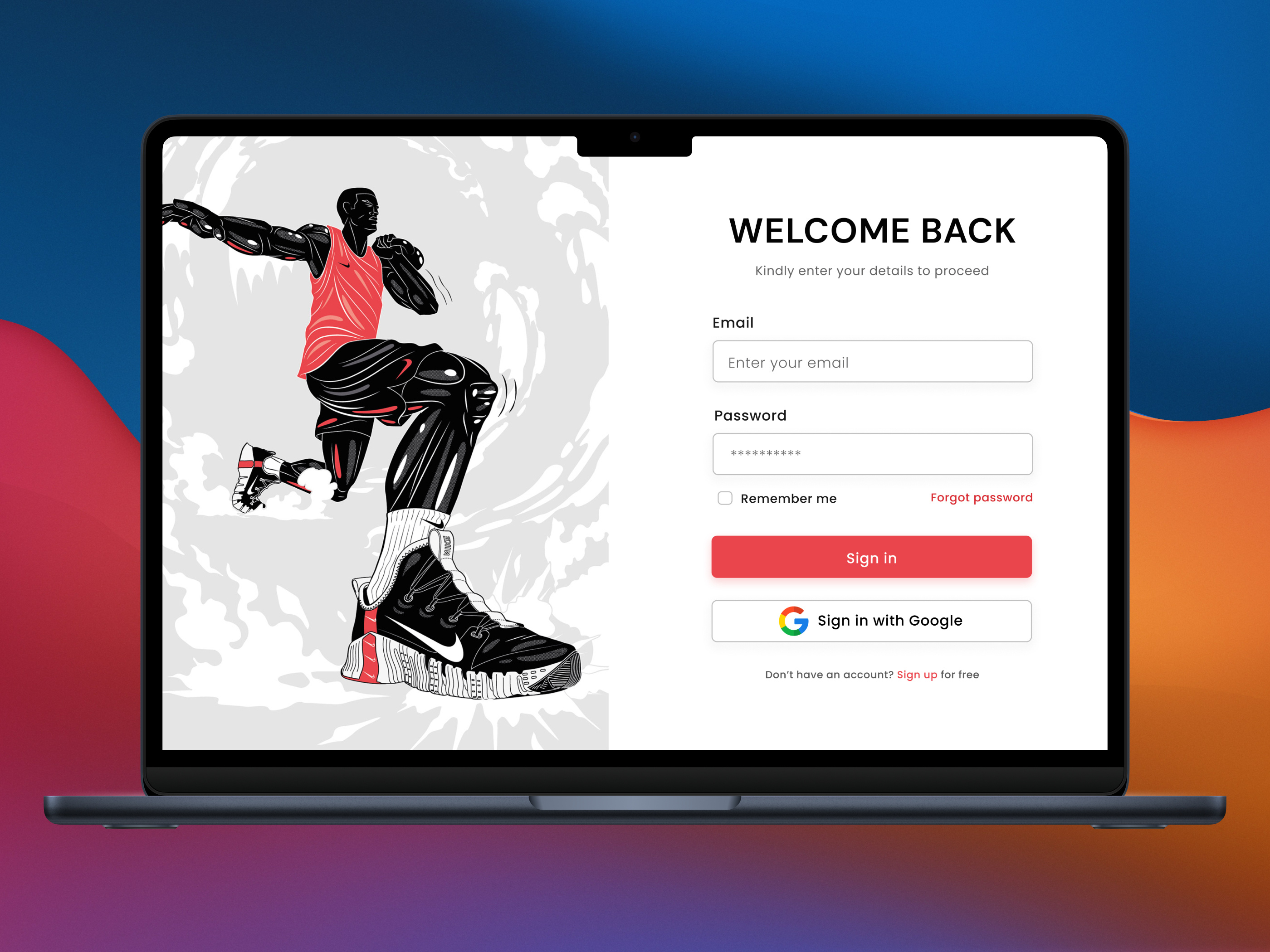 Sports Page Login UI Web Design | Sign Up Page by Brewdo Design Agency ...