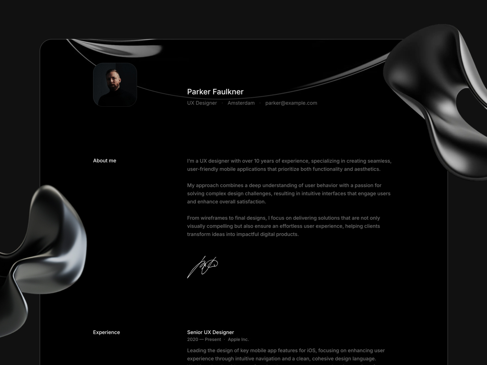 Resume CV template by Ycode on Dribbble