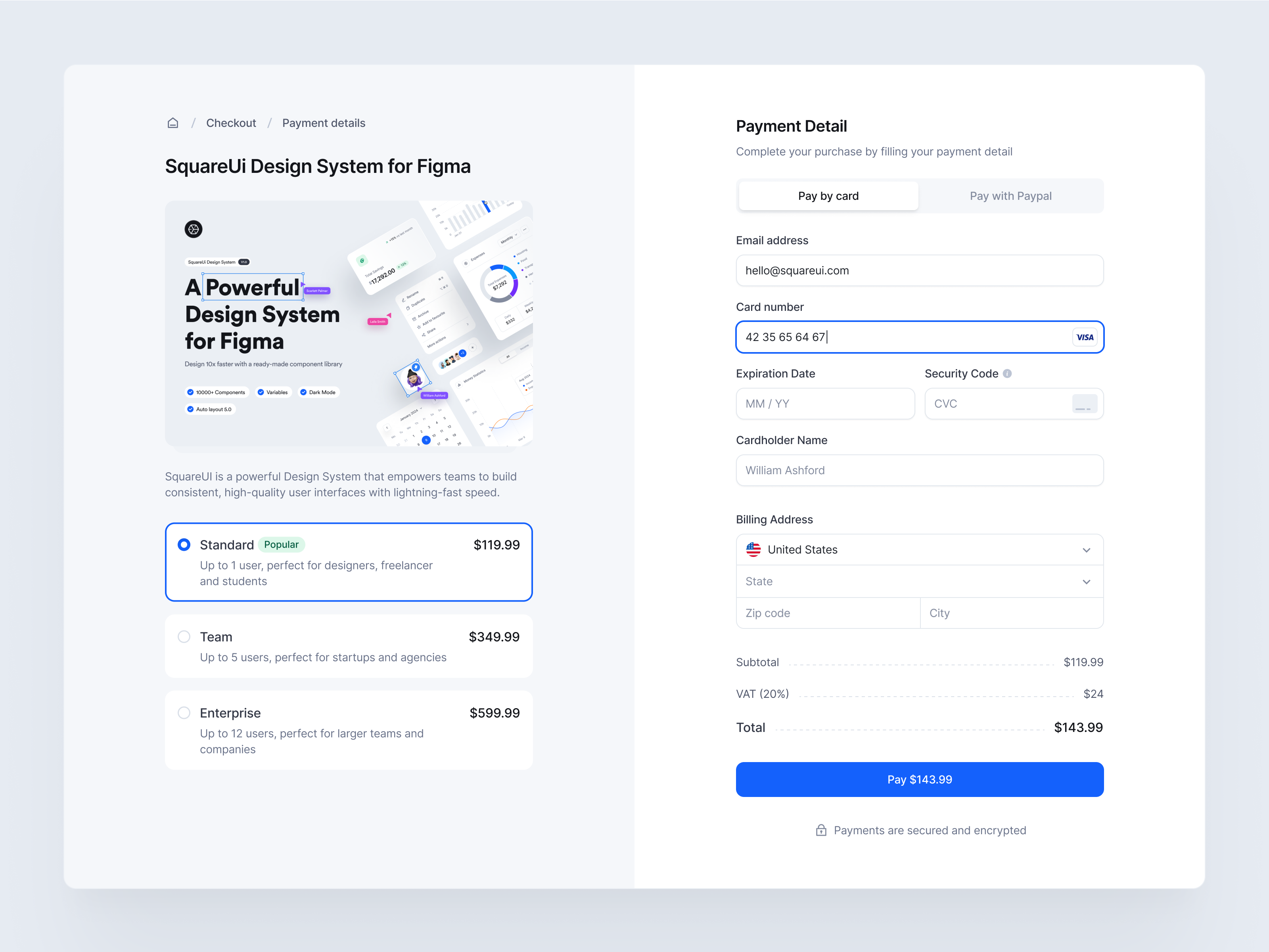 Checkout Page - SquareUi Design System by Rabii Mhamdi on Dribbble