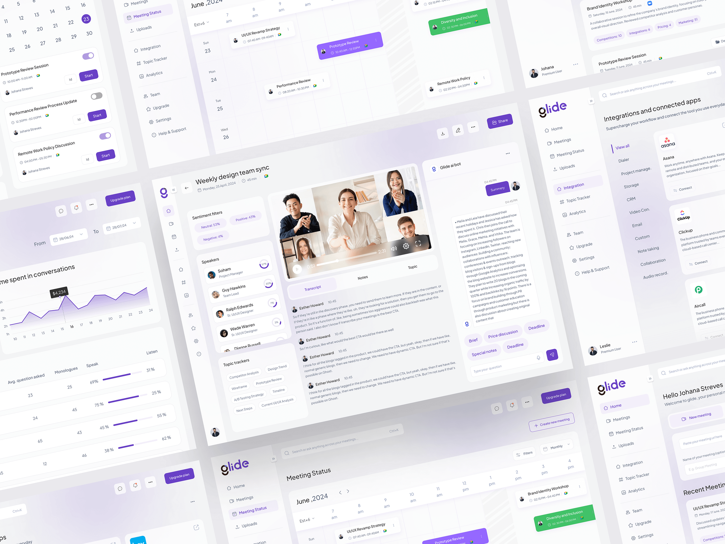Glide - AI Meeting Dashboard Design by Muhammad Shofiuddoula for Zeyox Studio on Dribbble