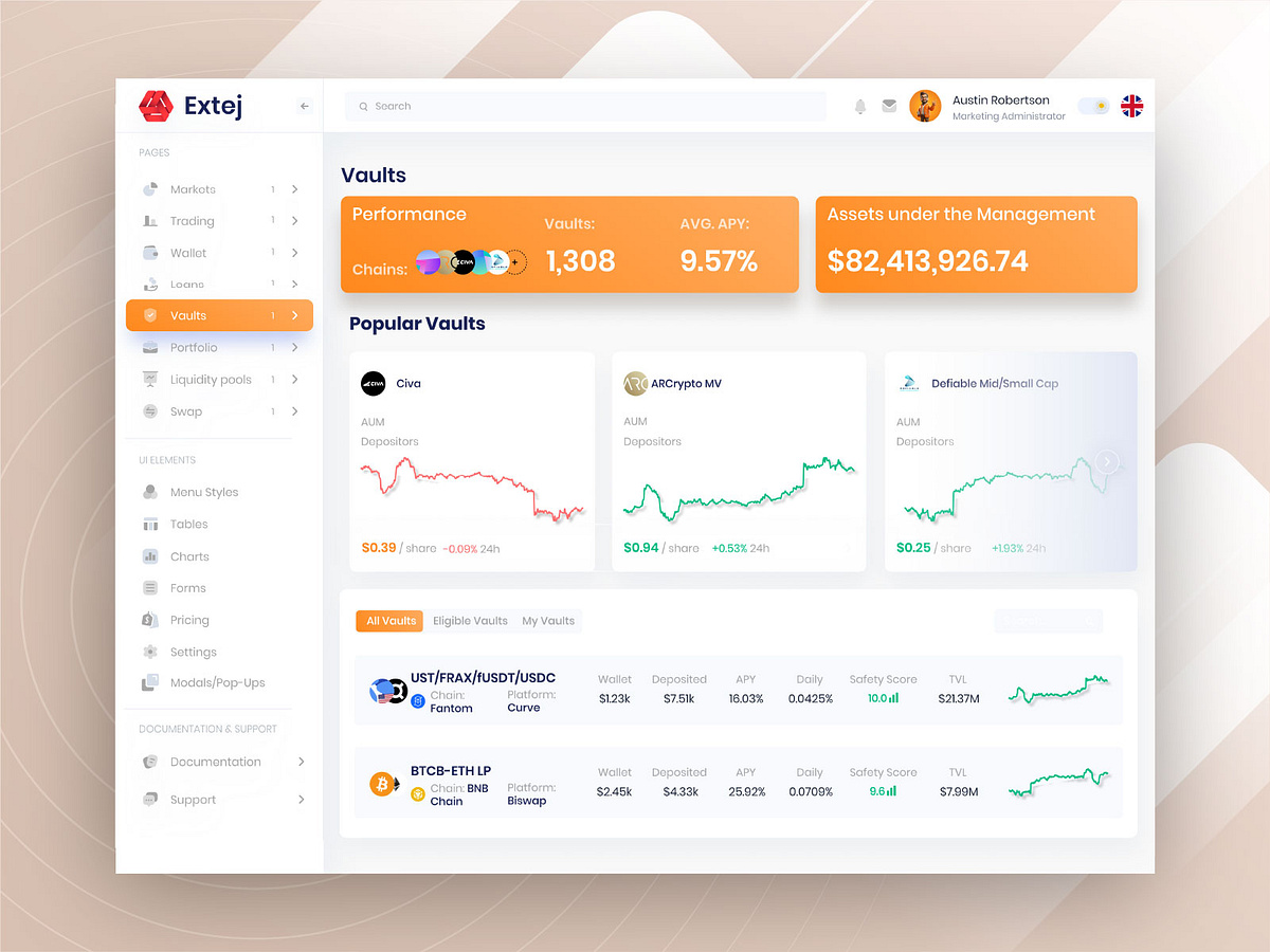 Web3 Dashboard Template for Crypto Vaults by Extej UI UX Design Agency ...