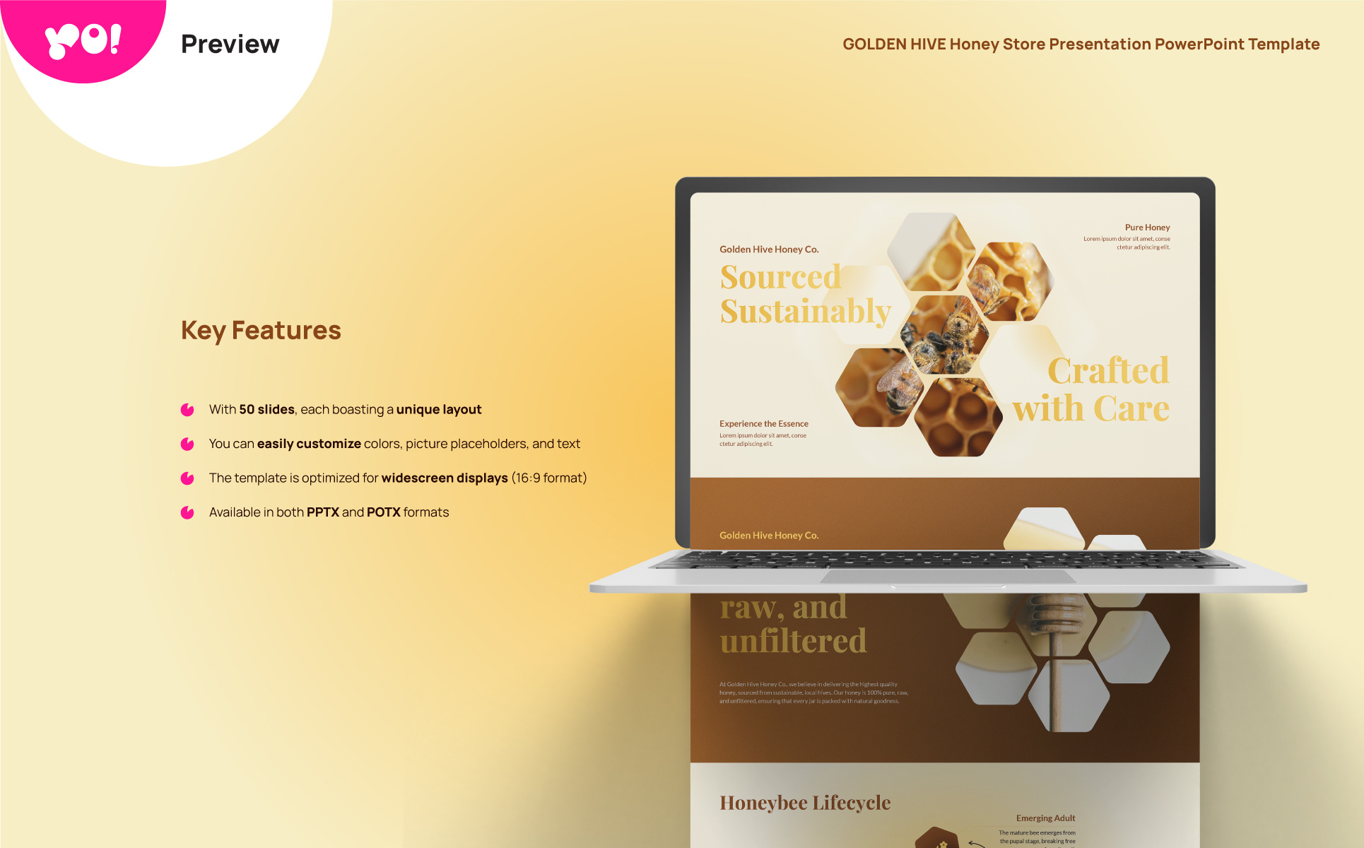 GOLDEN HIVE Honey Store Presentation PowerPoint Template by YO! SLIDE ...