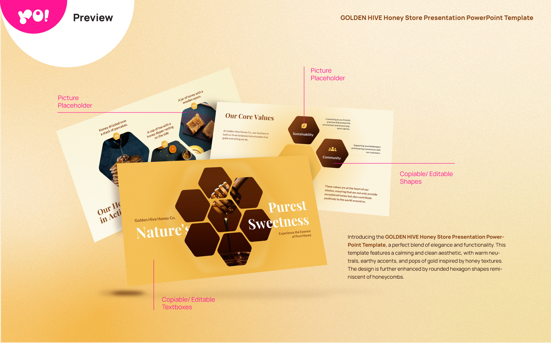GOLDEN HIVE Honey Store Presentation PowerPoint Template by YO! SLIDE ...