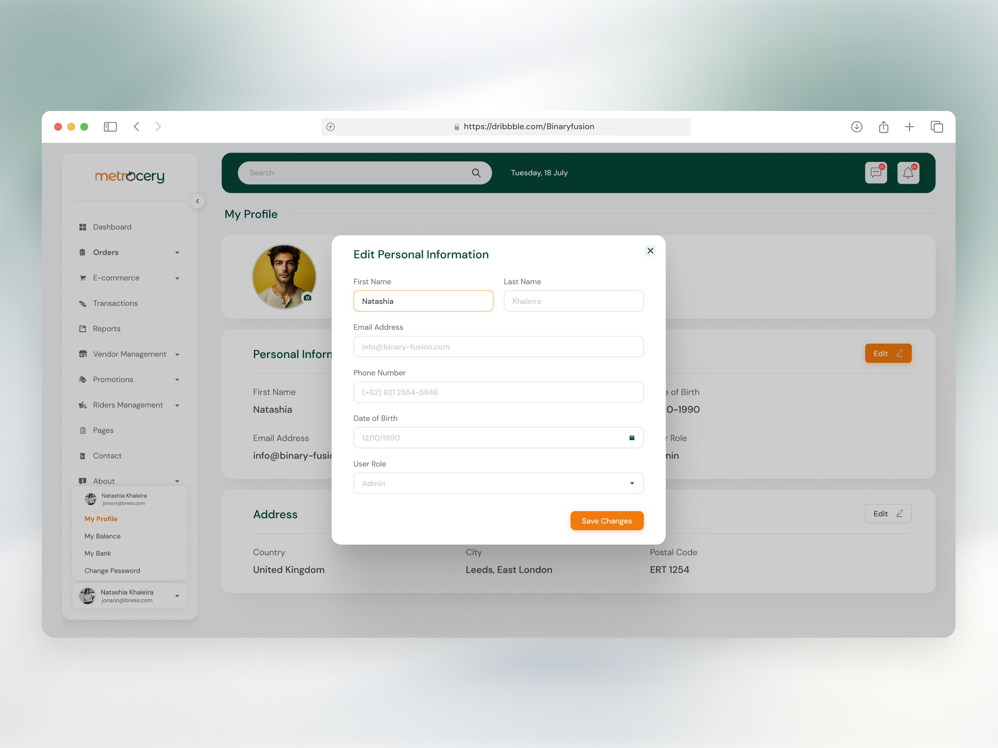 Account Settings/Profile Page Design by Binary Fusion on Dribbble