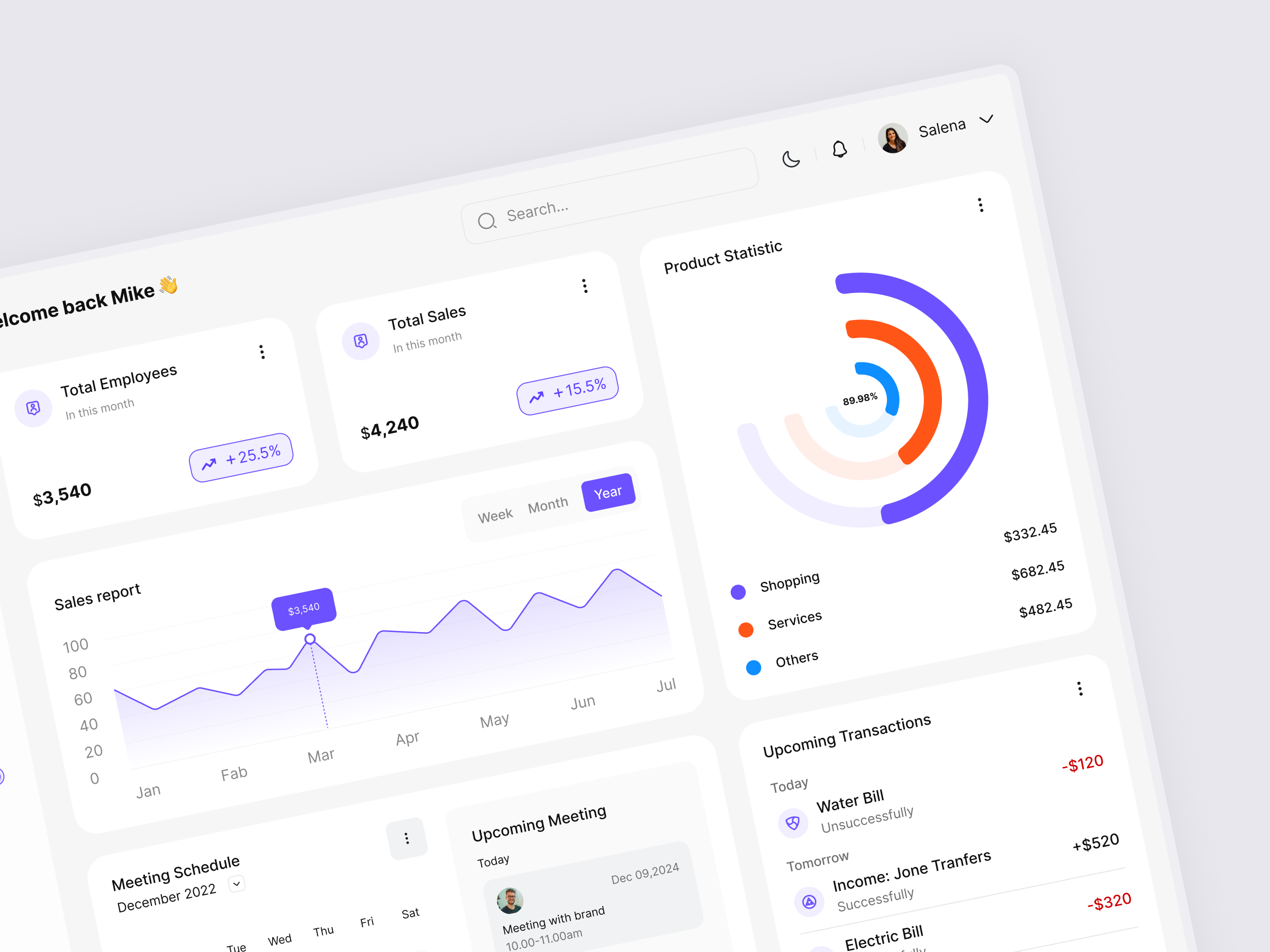 Sales report dashboard by Nazmul Huda on Dribbble