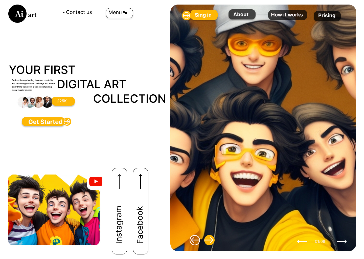 AI ART WEBSITE LANDING PAGE UI/UX DESIGN by Snap Design on Dribbble