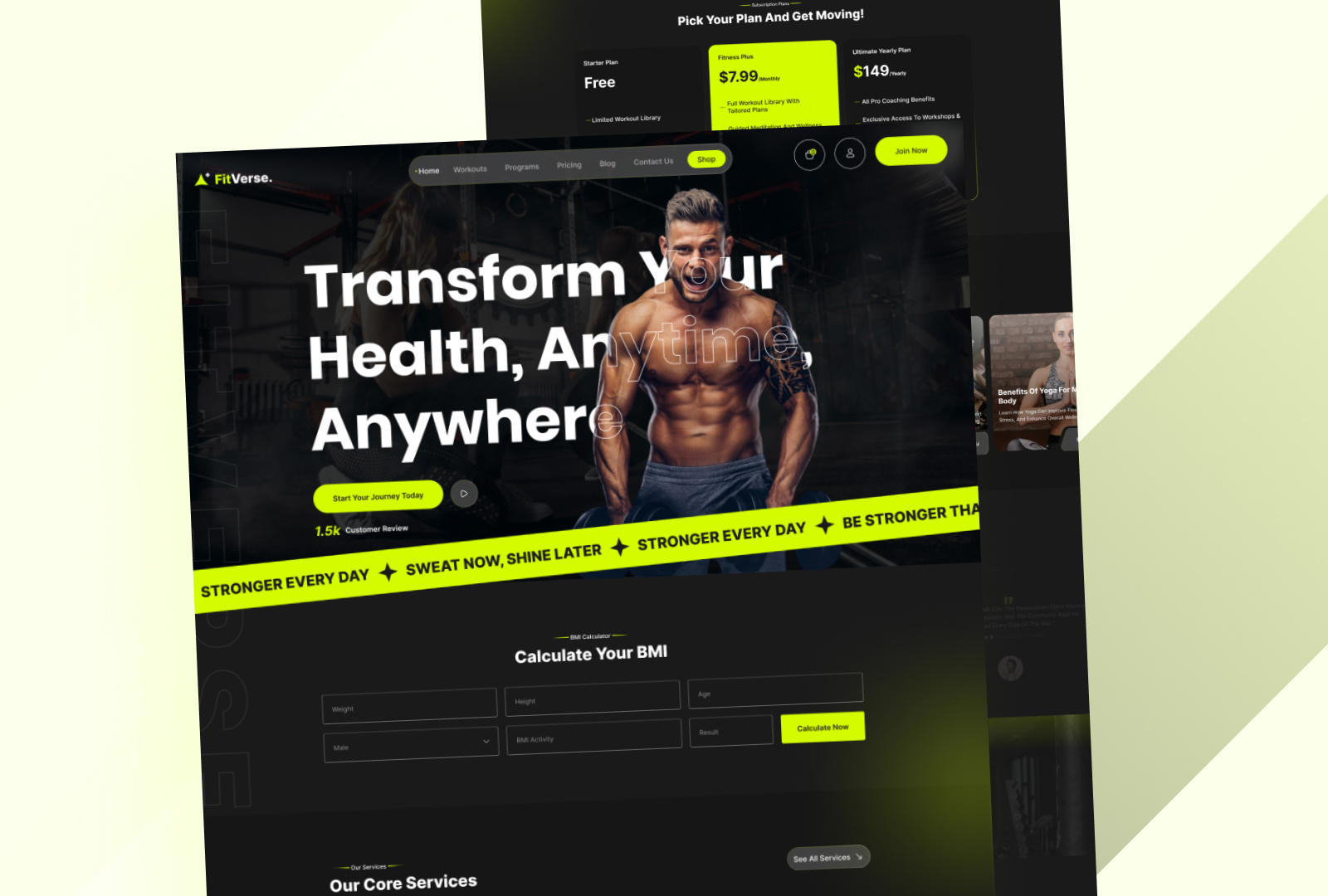 Gym/Fitness website UI by Sudipta chakrabarti on Dribbble